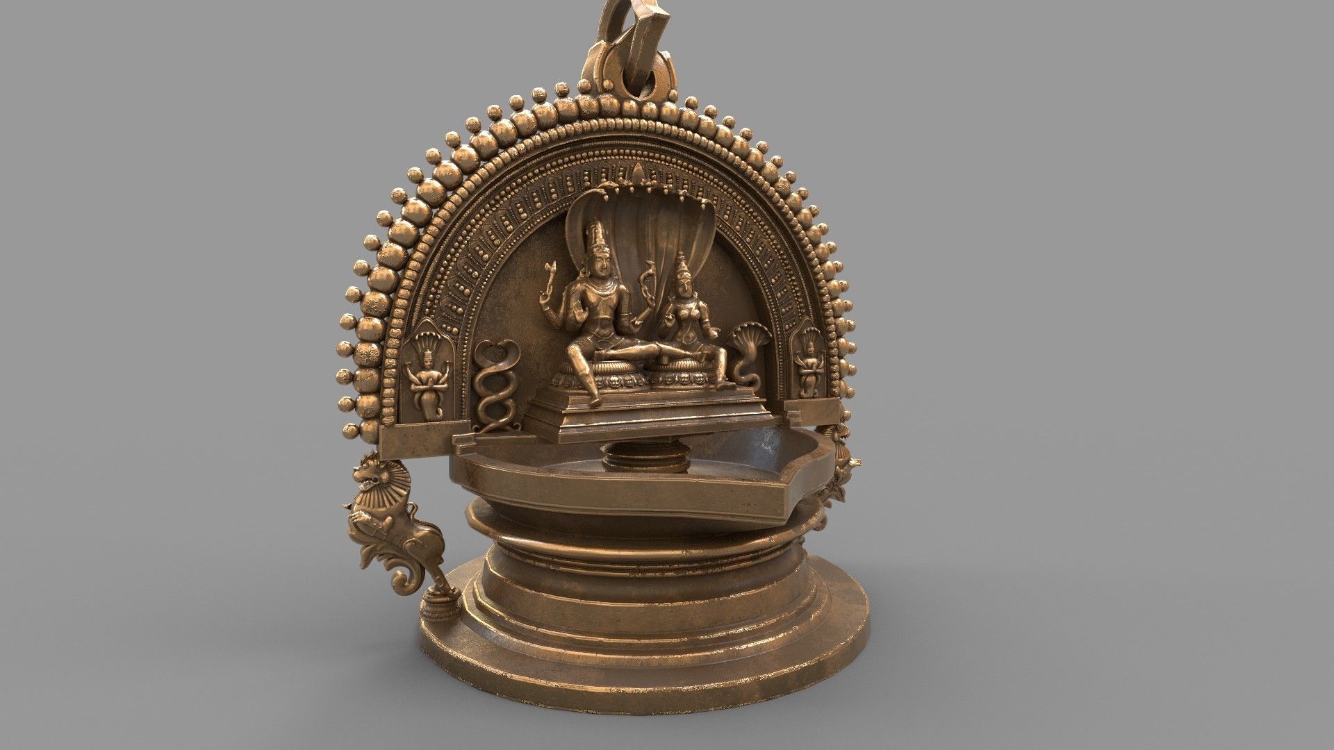 oil lamp god shiva parvati 3D model | CGTrader