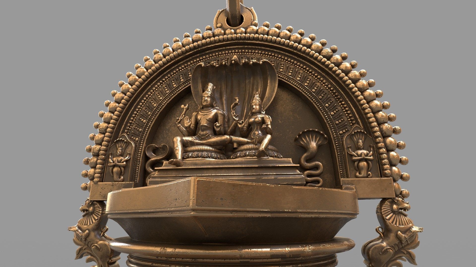 oil lamp god shiva parvati 3D model | CGTrader