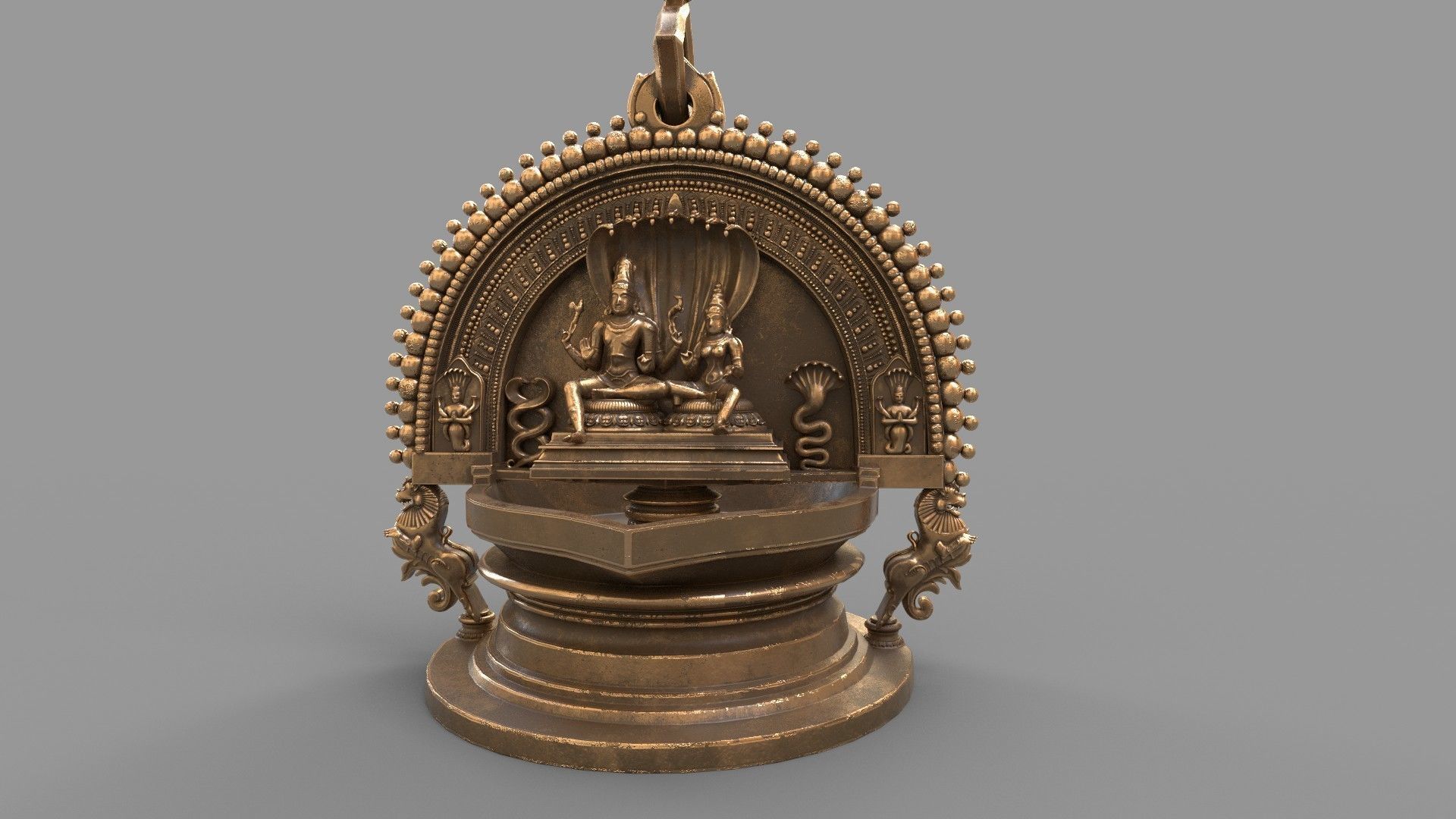 oil lamp god shiva parvati 3D model | CGTrader