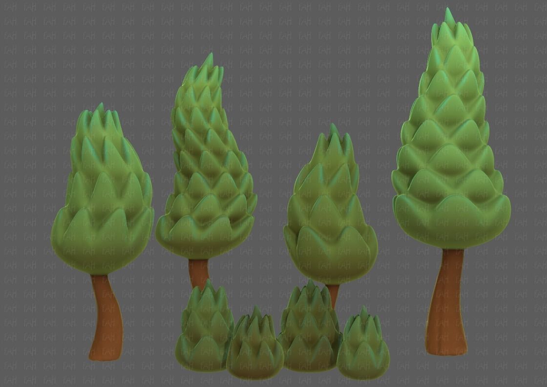 3D model Trees Cartoon V16 VR / AR / low-poly | CGTrader