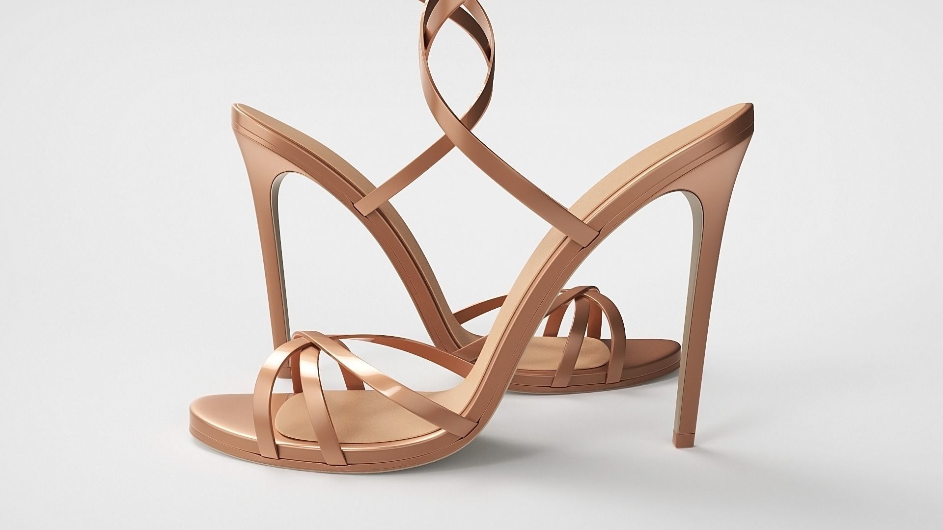 Pretty Lace Up High Heel Sandals with Crossover Straps 3D model | CGTrader