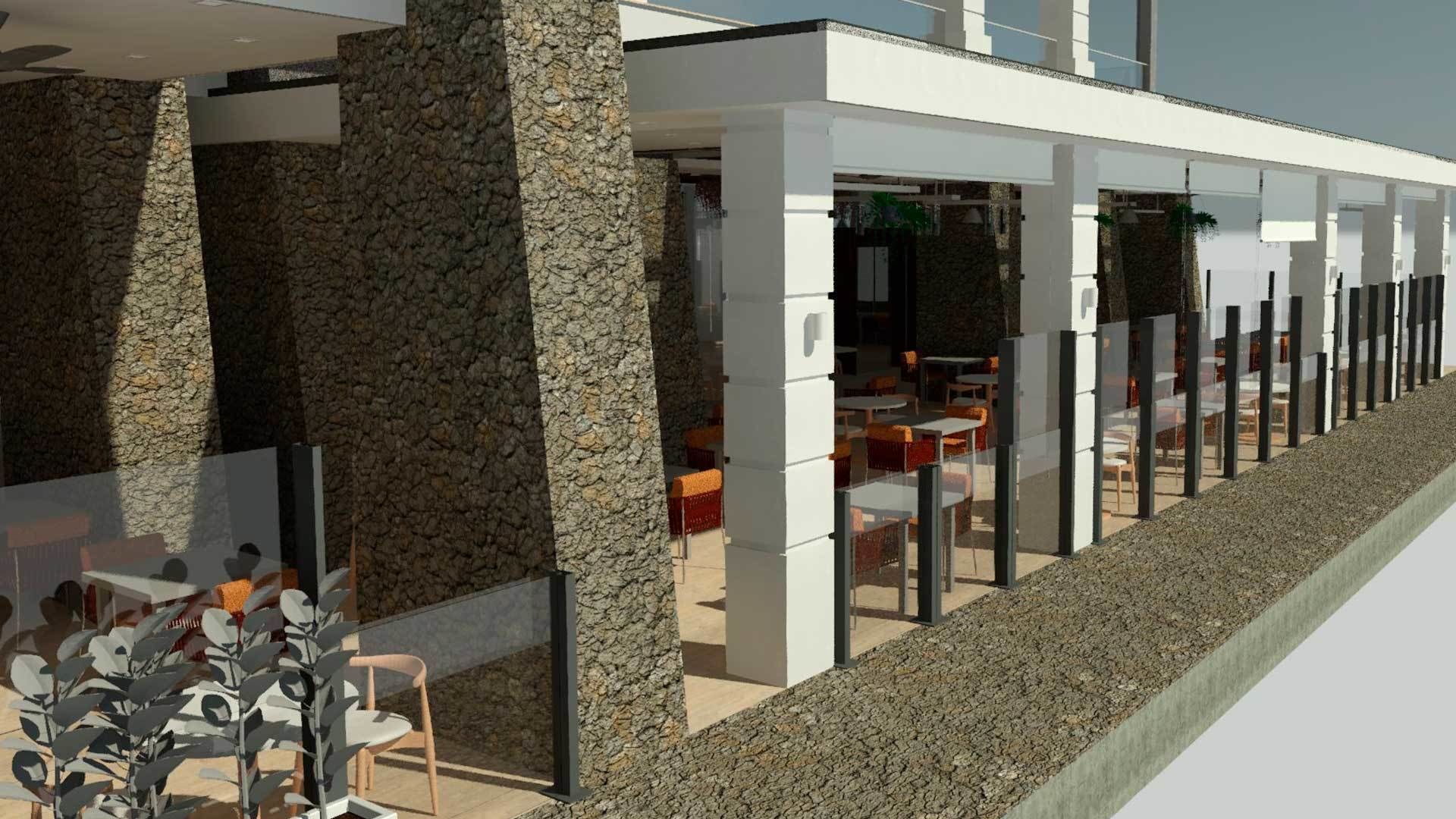 Glass Wind Barrier Retractable Balustrade Revit Family 3D model | CGTrader