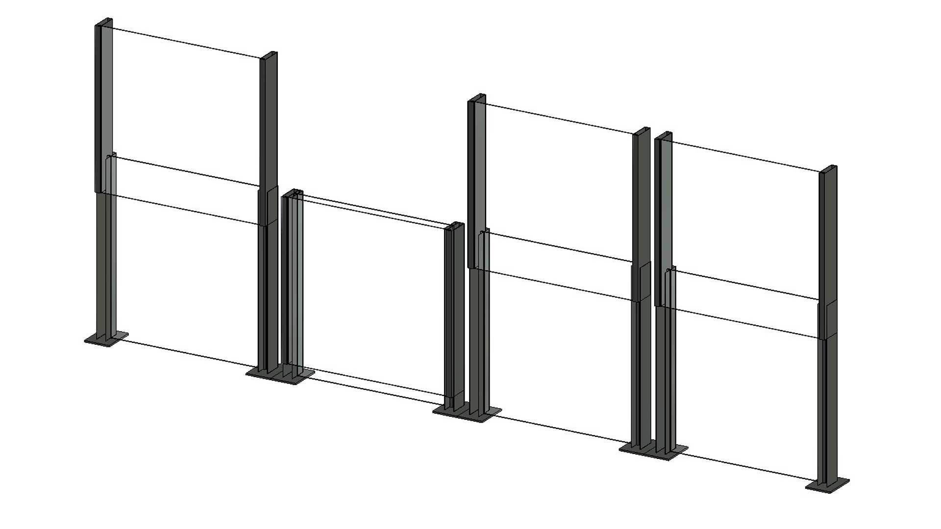 Glass Wind Barrier Retractable Balustrade Revit Family 3D model | CGTrader