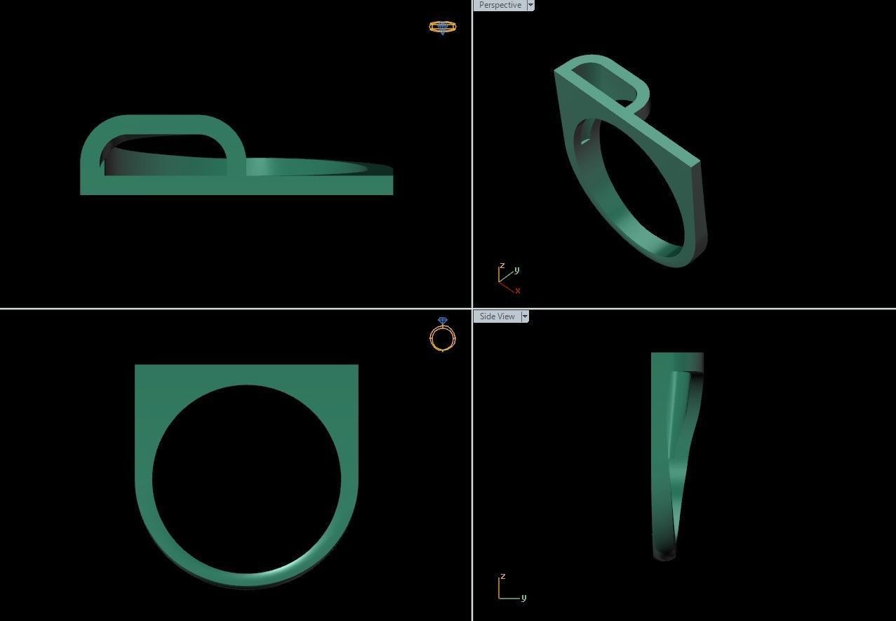 alphabet ring letter P 3D model 3D printable | CGTrader