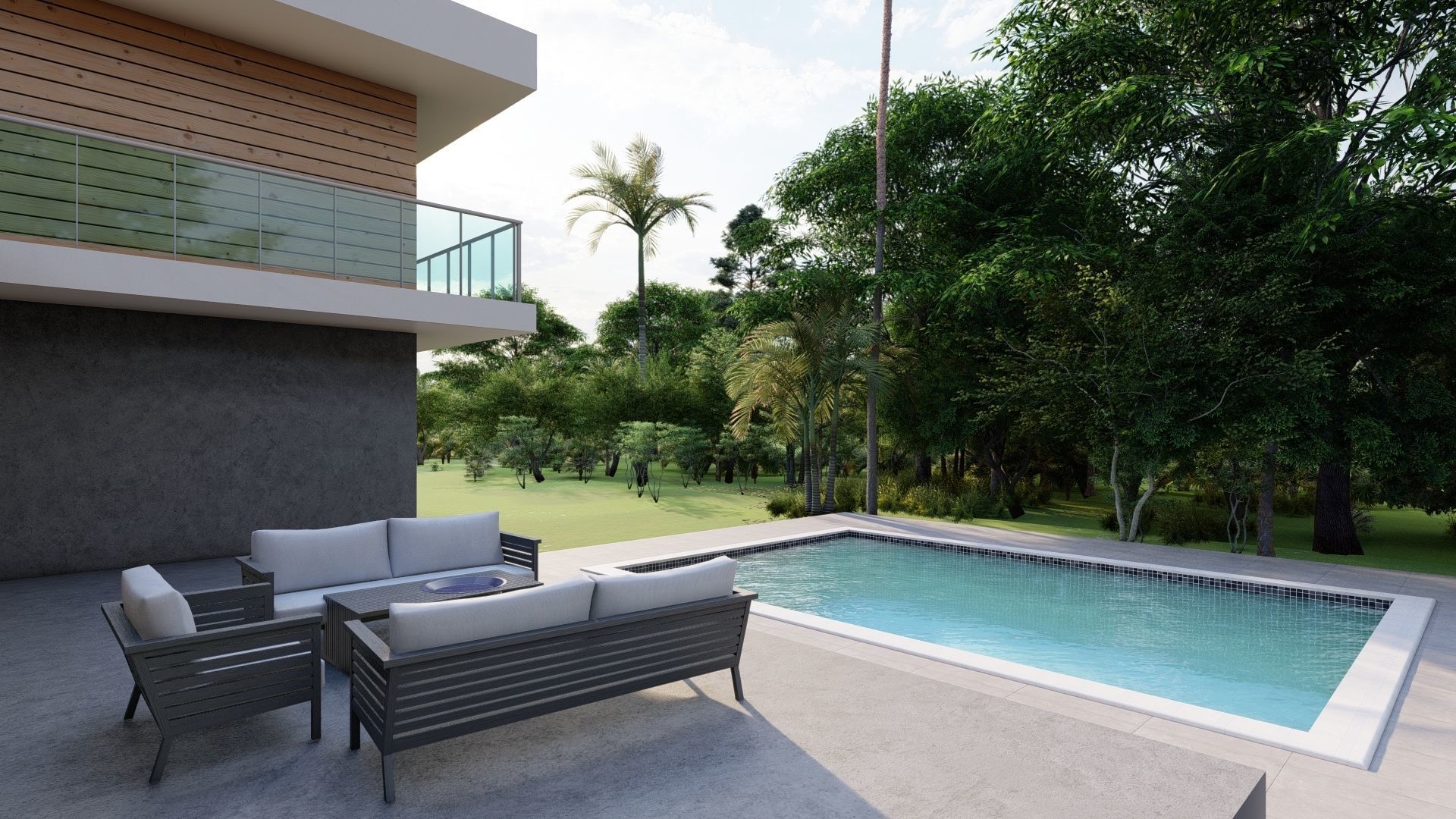 House modern plans with swimming pool free 3D model | CGTrader