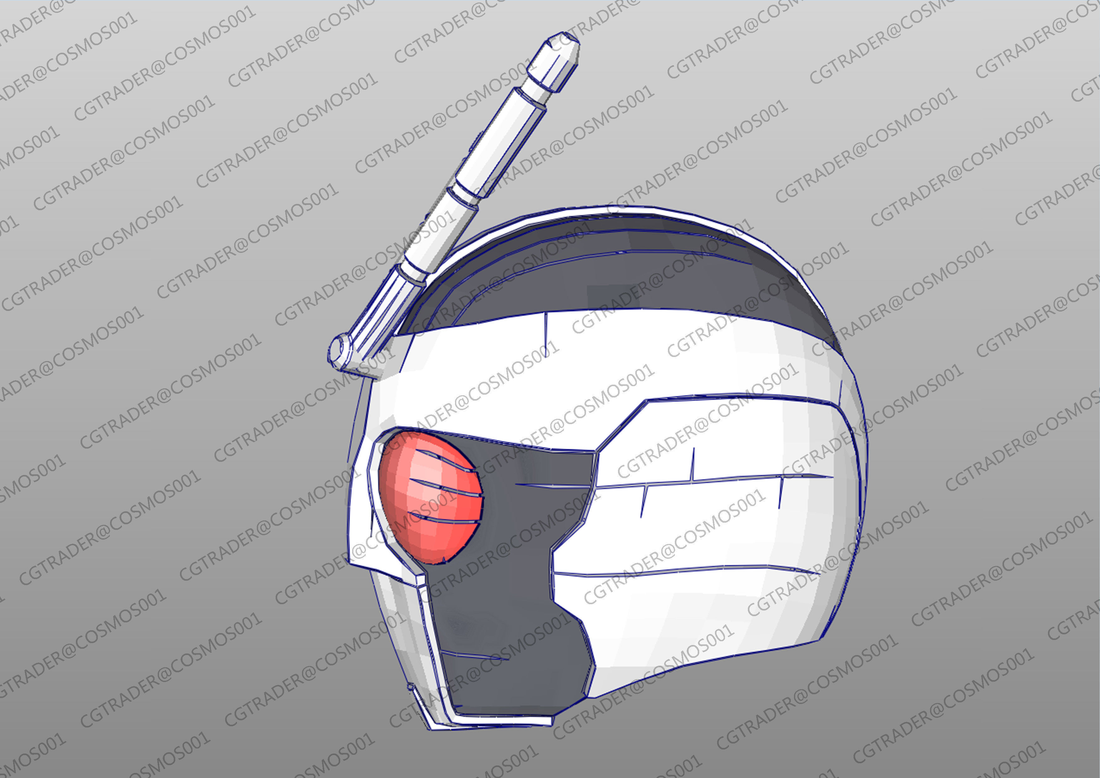 3D model Kamen Rider RX Robo Rider Helmet paper papekura VR / AR / low ...
