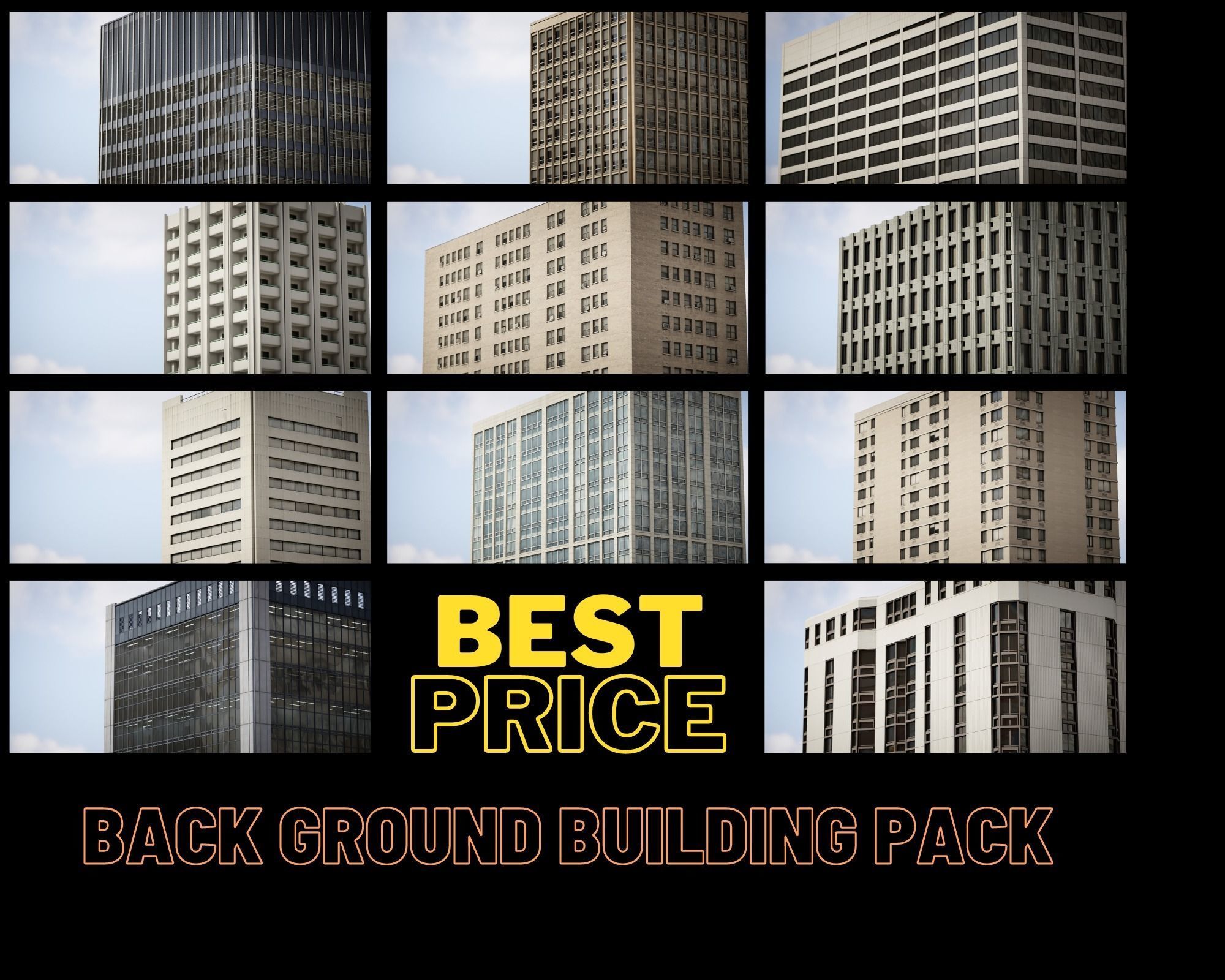 3D model Background Building Pack VR / AR / low-poly | CGTrader