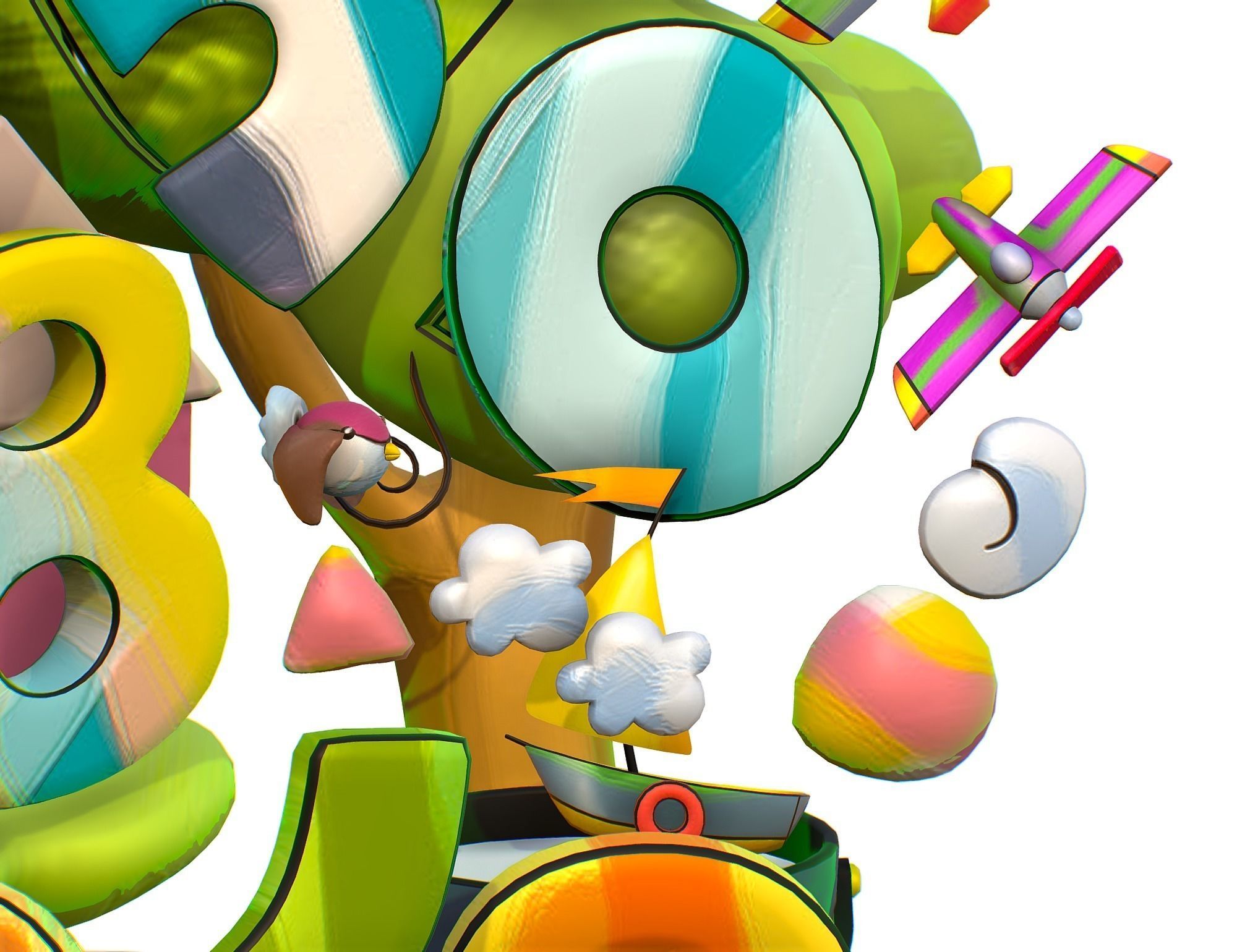 3D model 3D illustration Number Animal Insect Plane Fish VR / AR / low ...