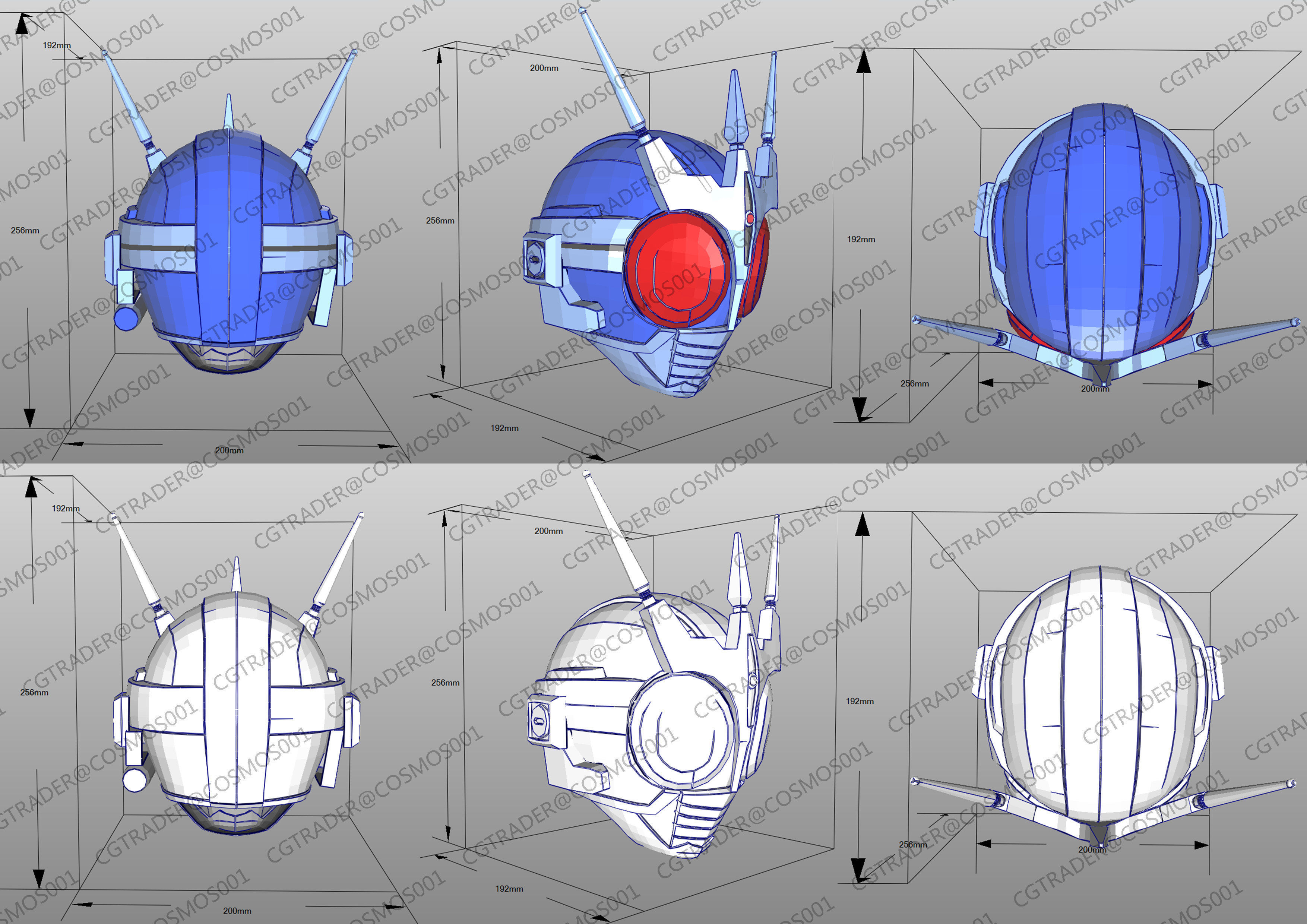 3D model Kamen Rider GX3 Helmet paper papekura VR / AR / low-poly ...