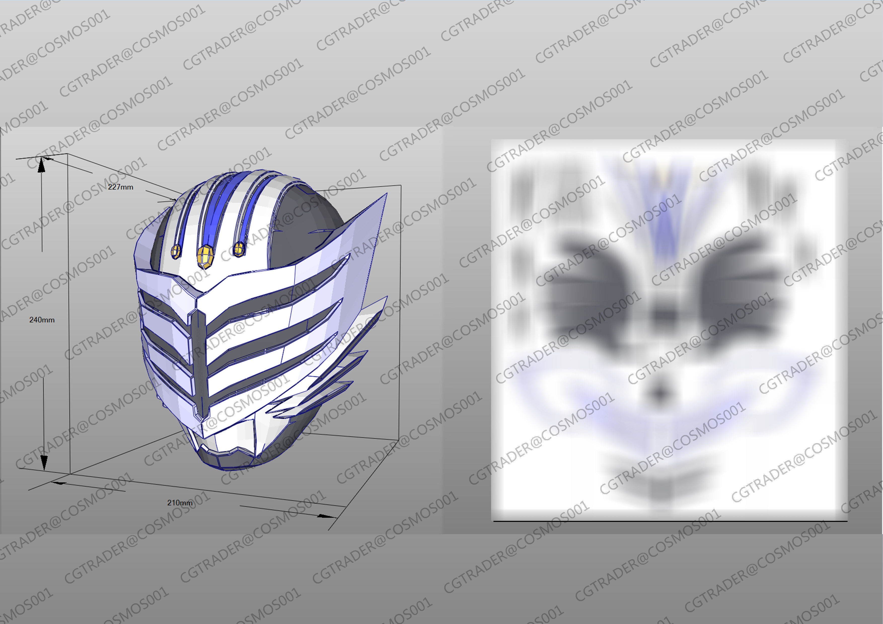 3D model Kamen rider Tiger Helmet paper papekura VR / AR / low-poly ...