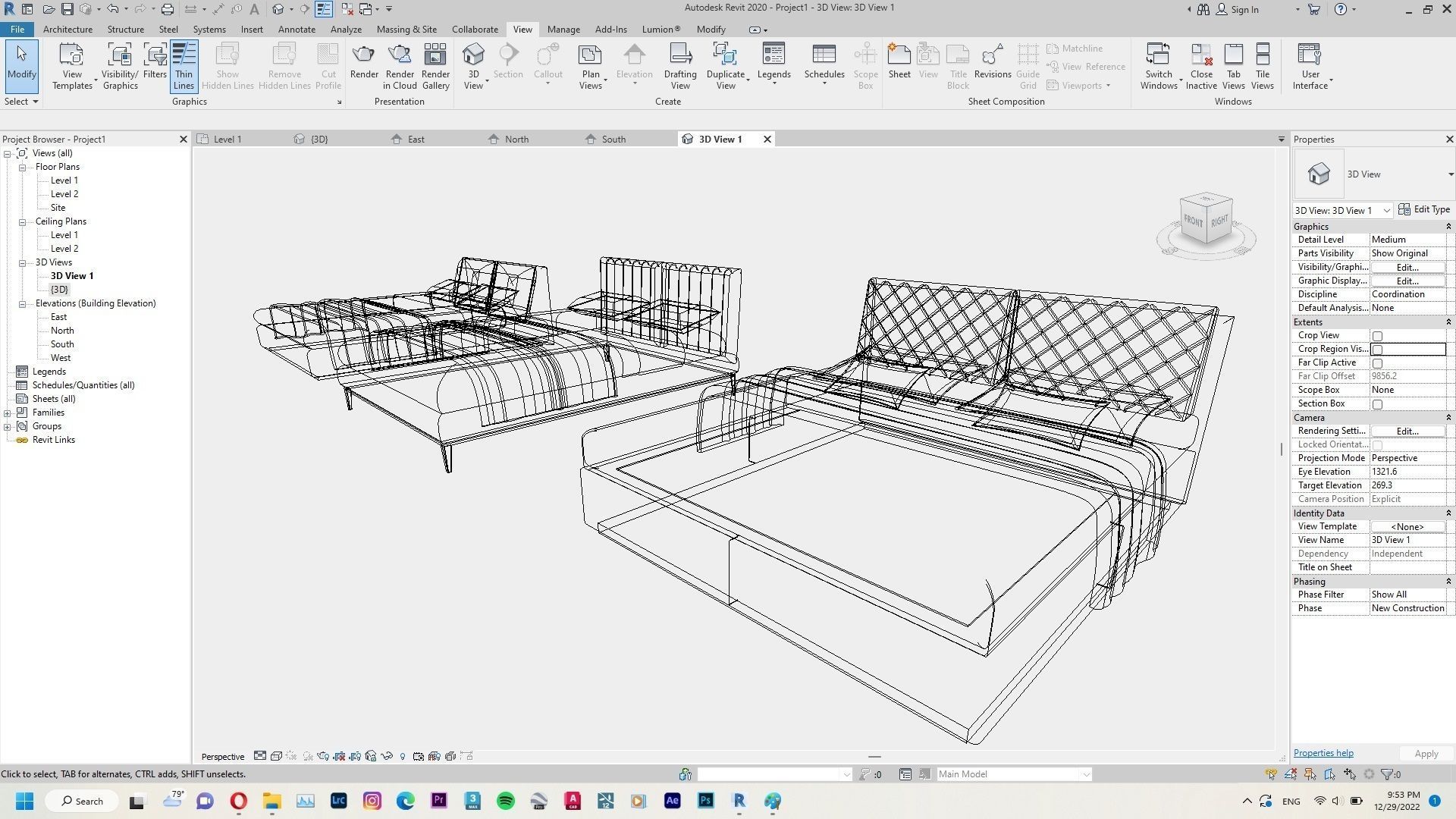 Modern Bed Revit Family Interior 3D model | CGTrader