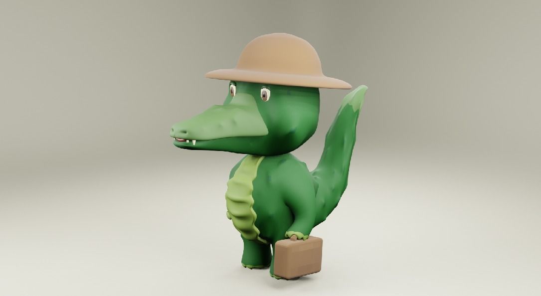 3D model 3D Crocodile Croco Cartoon Character Low-Poly 3D model VR / AR ...