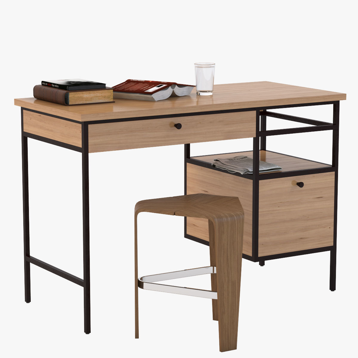 Metal Cameron Study Table 3D model | CGTrader