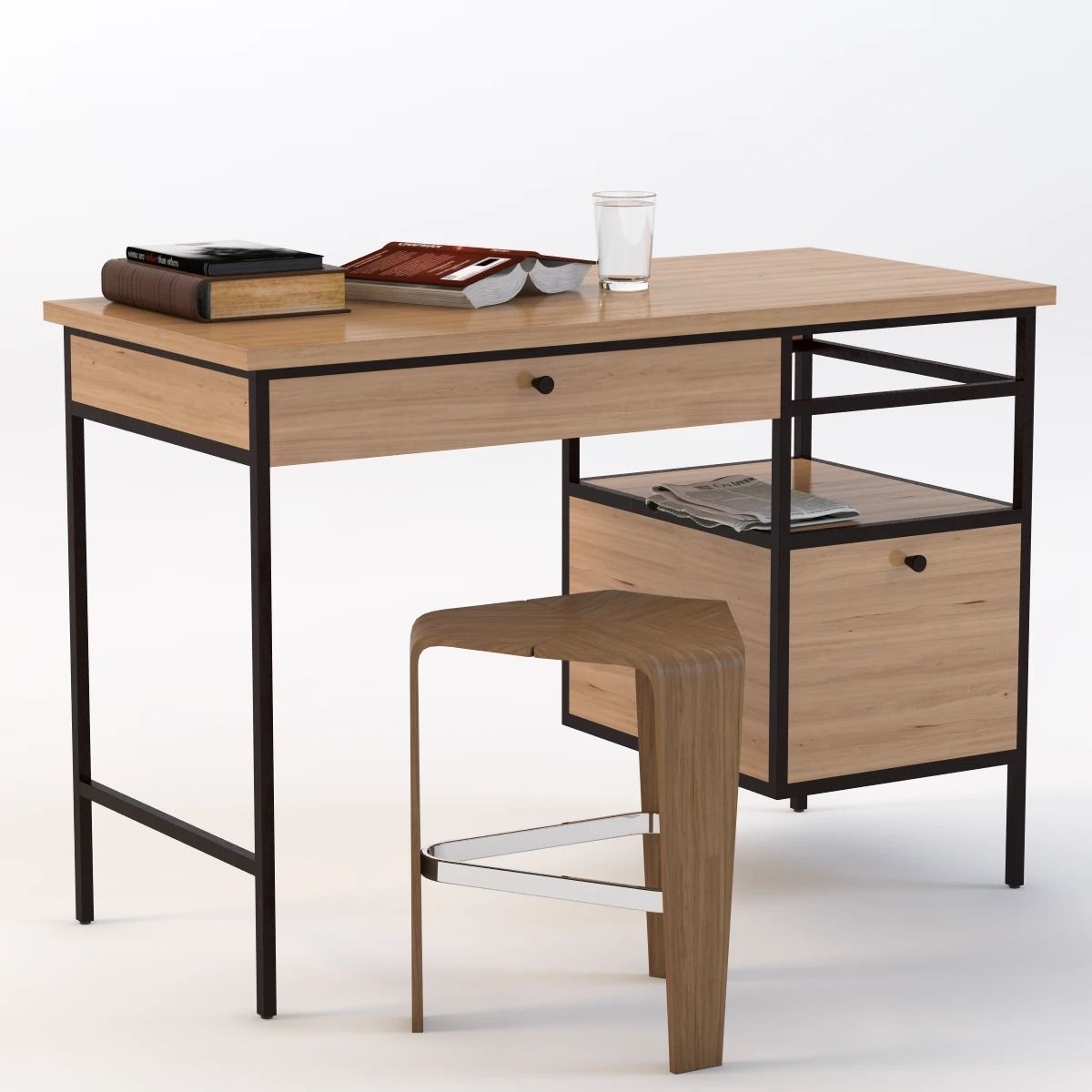 Metal Cameron Study Table 3D model | CGTrader
