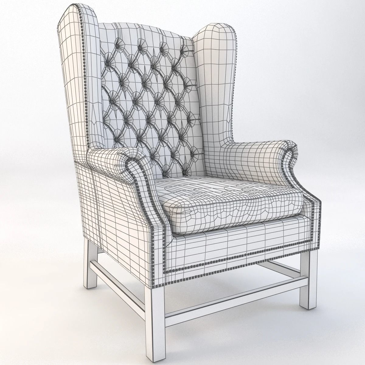 Manor Wingback Chair 3D model | CGTrader