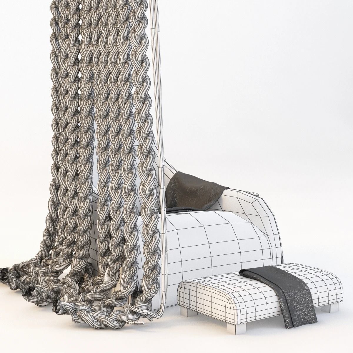 Kalos Chair And Rope Curtain 3D model | CGTrader