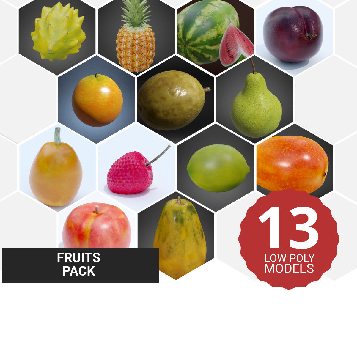 3D Model Collection 27 Fruits models 3D Lowpoly SuperPack VR / AR / low ...