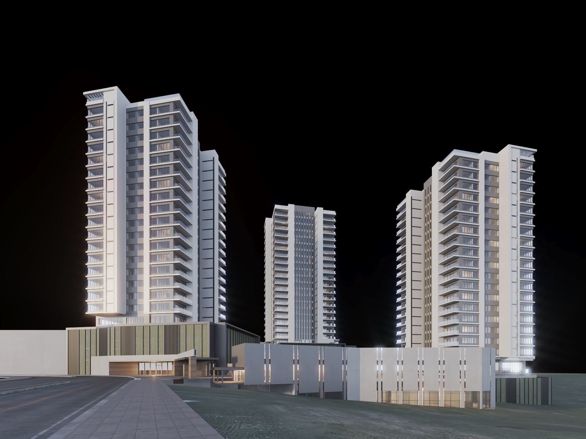 Mixed Use building towers 3D model | CGTrader