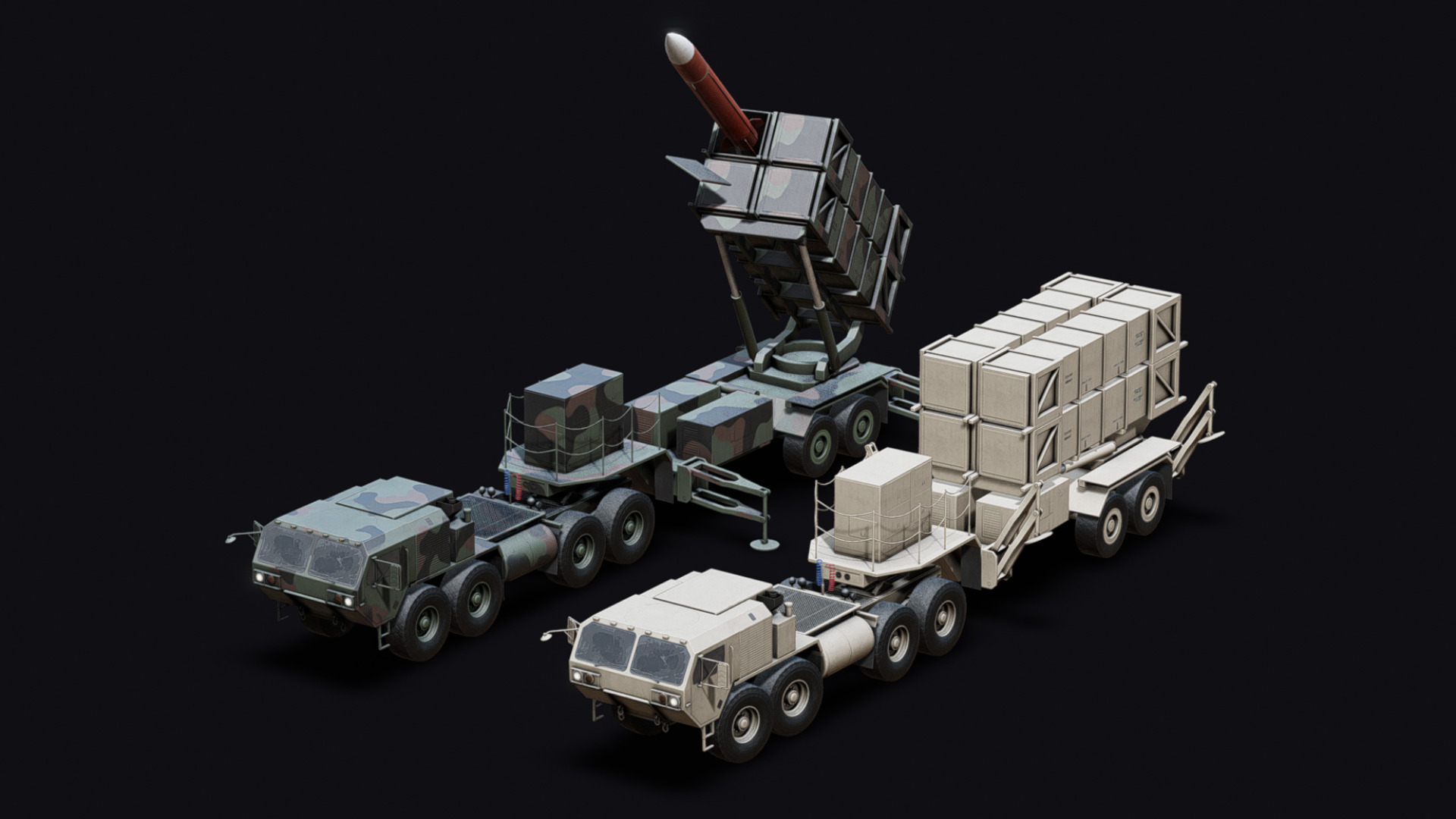 3D model Surface to air Missile Launcher with Tractor Truck VR / AR ...