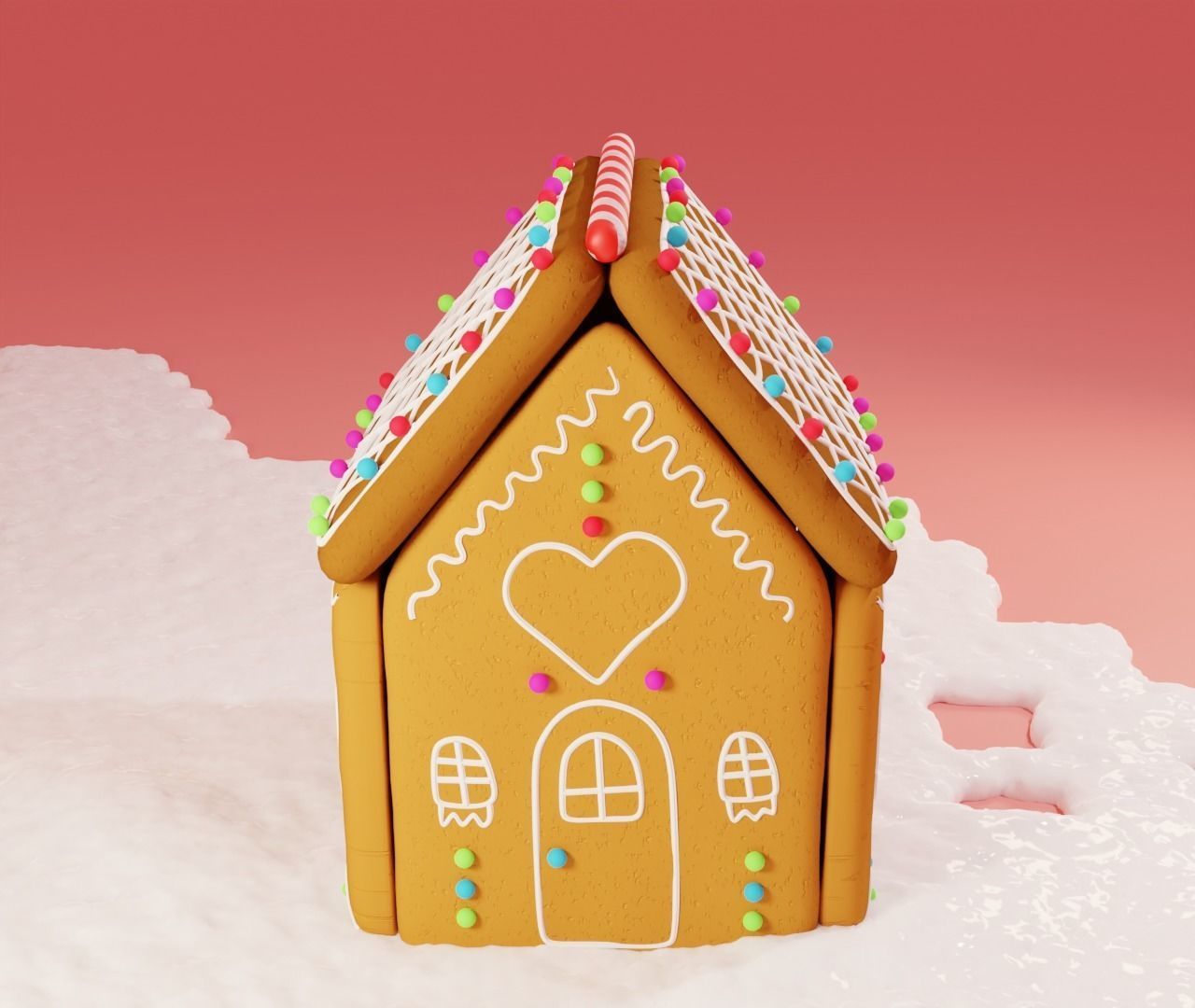 Gingerbread House Cute Cookies 3d model 3D model | CGTrader
