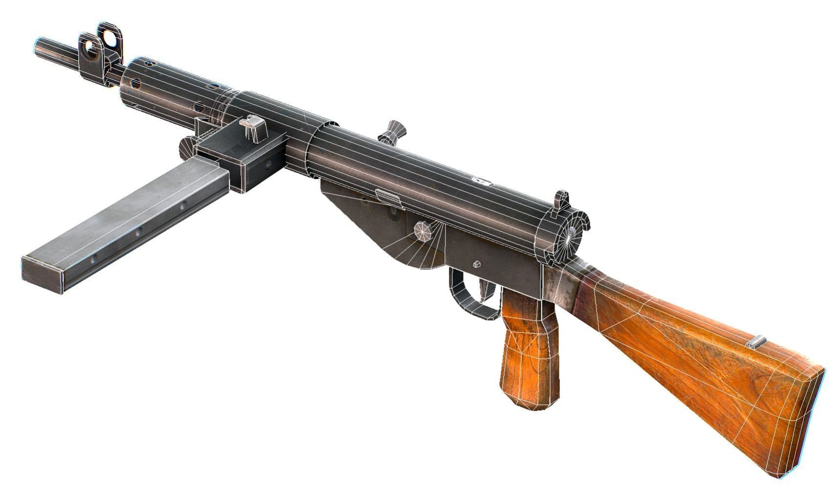 3D model British Sub Machine Gun - Sten Mk V 1944 VR / AR / low-poly ...
