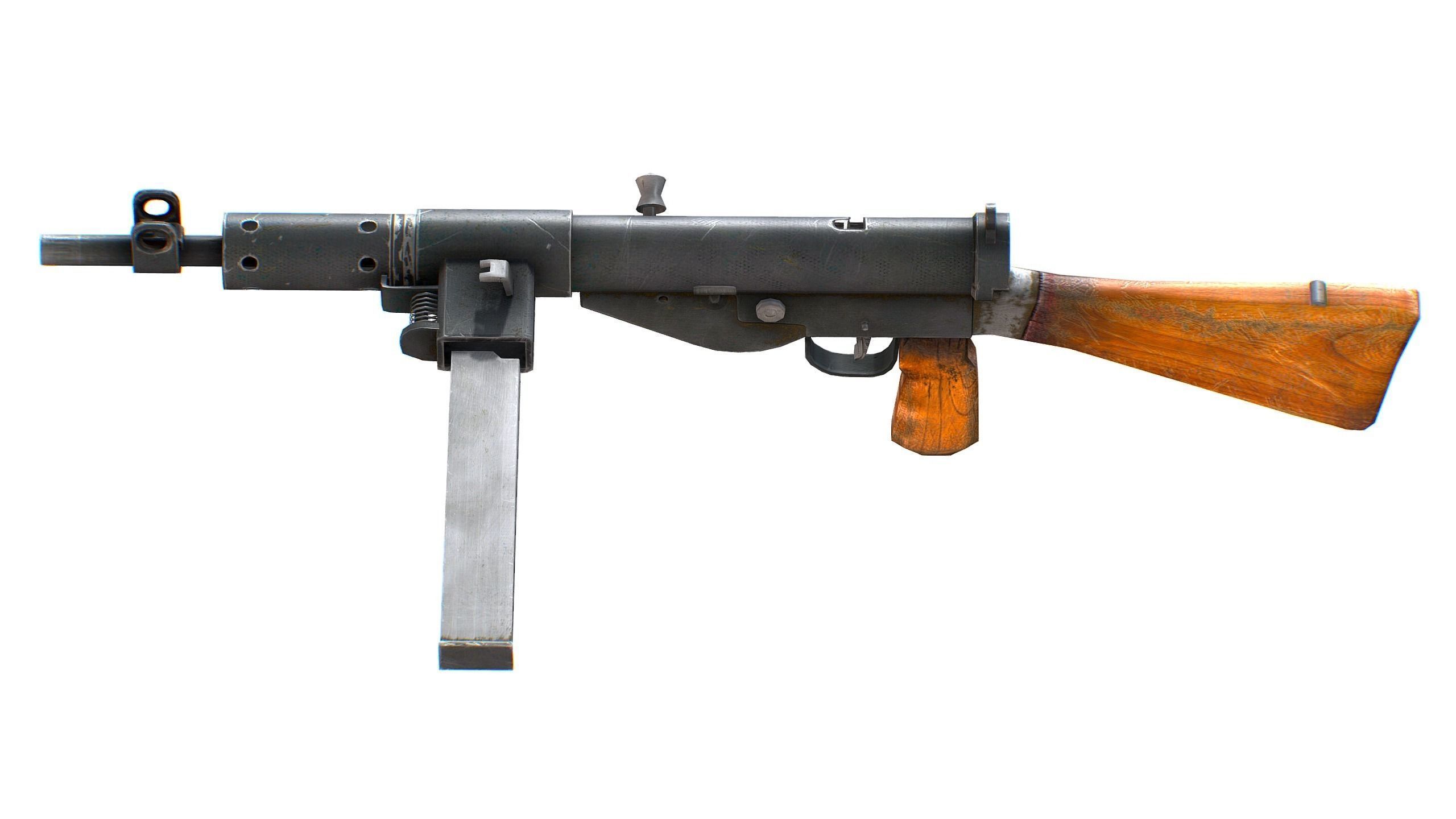 3D model British Sub Machine Gun - Sten Mk V 1944 VR / AR / low-poly ...