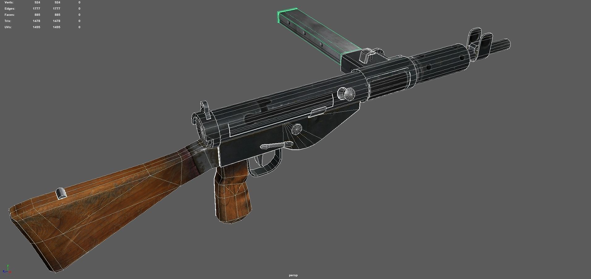 3D model British Sub Machine Gun - Sten Mk V 1944 VR / AR / low-poly ...