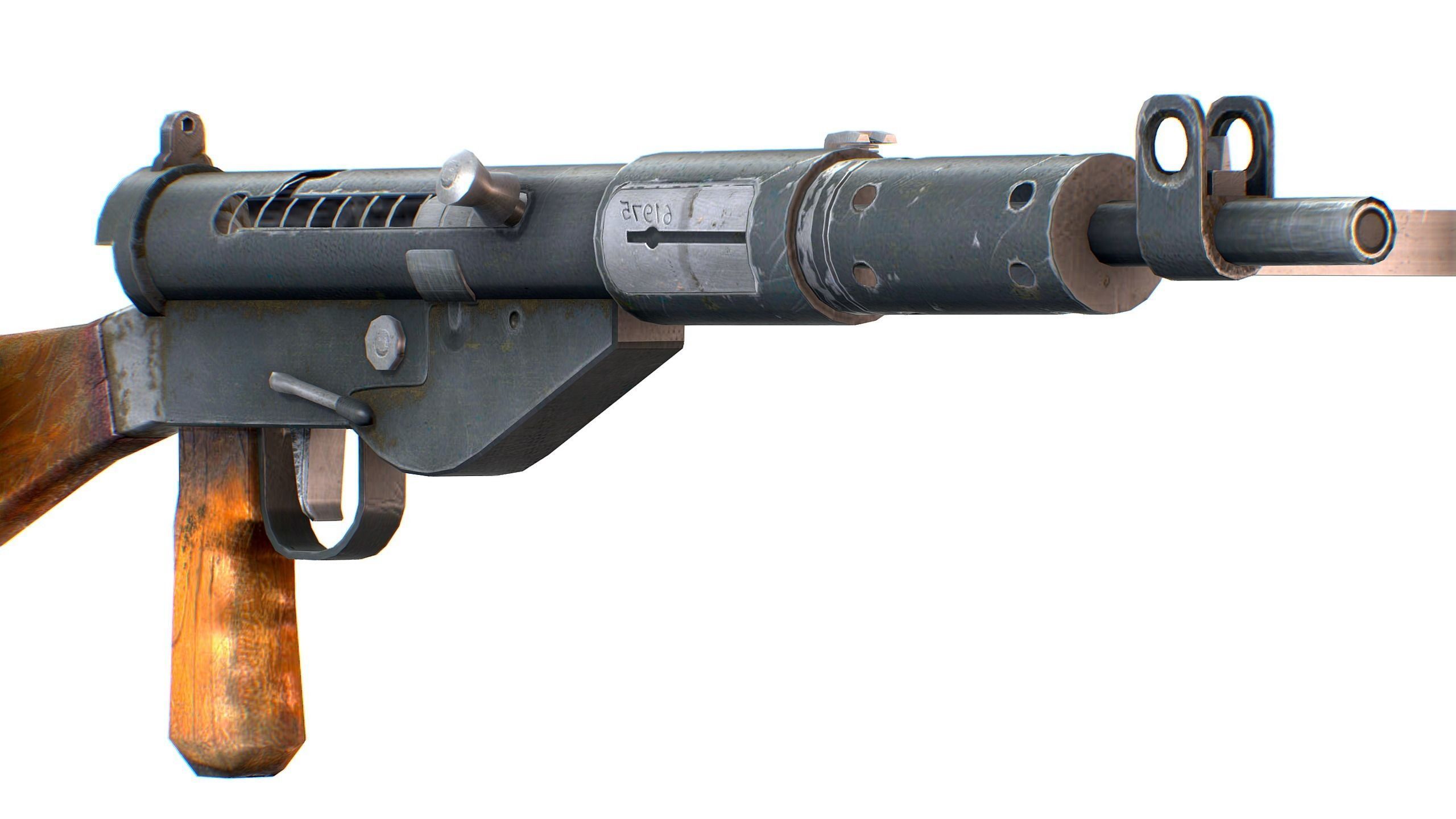 3D model British Sub Machine Gun - Sten Mk V 1944 VR / AR / low-poly ...