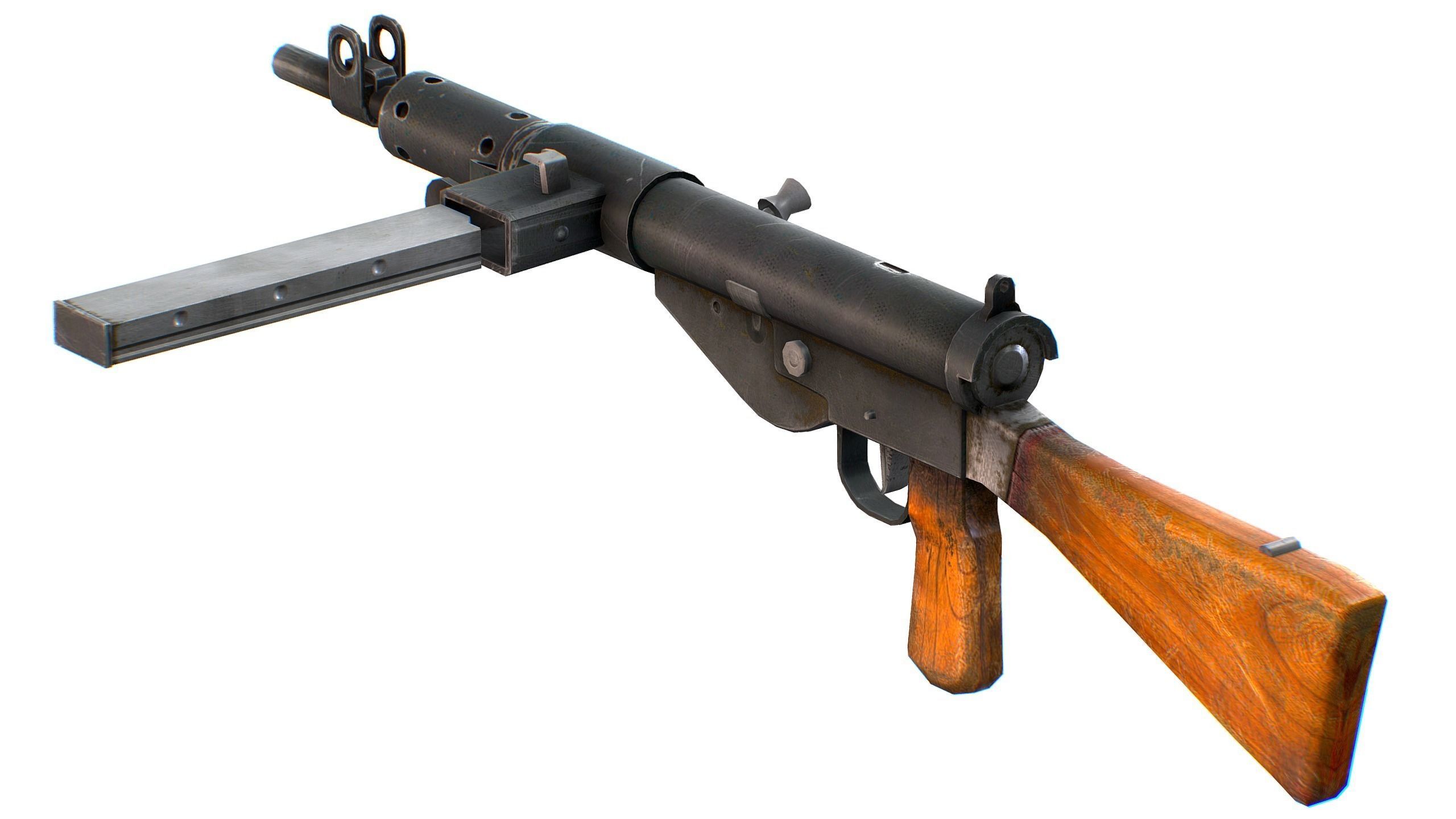 3D model British Sub Machine Gun - Sten Mk V 1944 VR / AR / low-poly ...