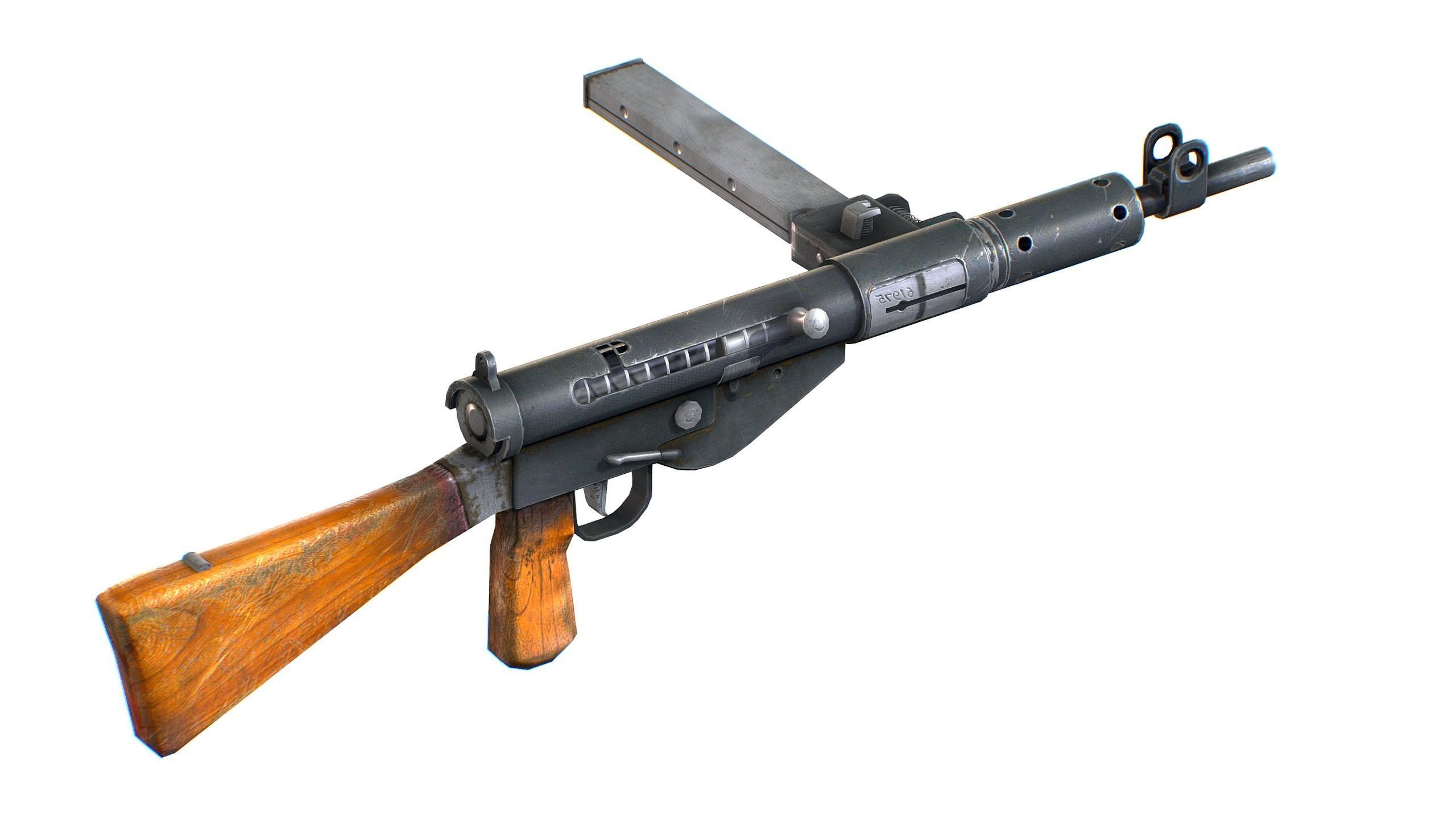 3D model British Sub Machine Gun - Sten Mk V 1944 VR / AR / low-poly ...