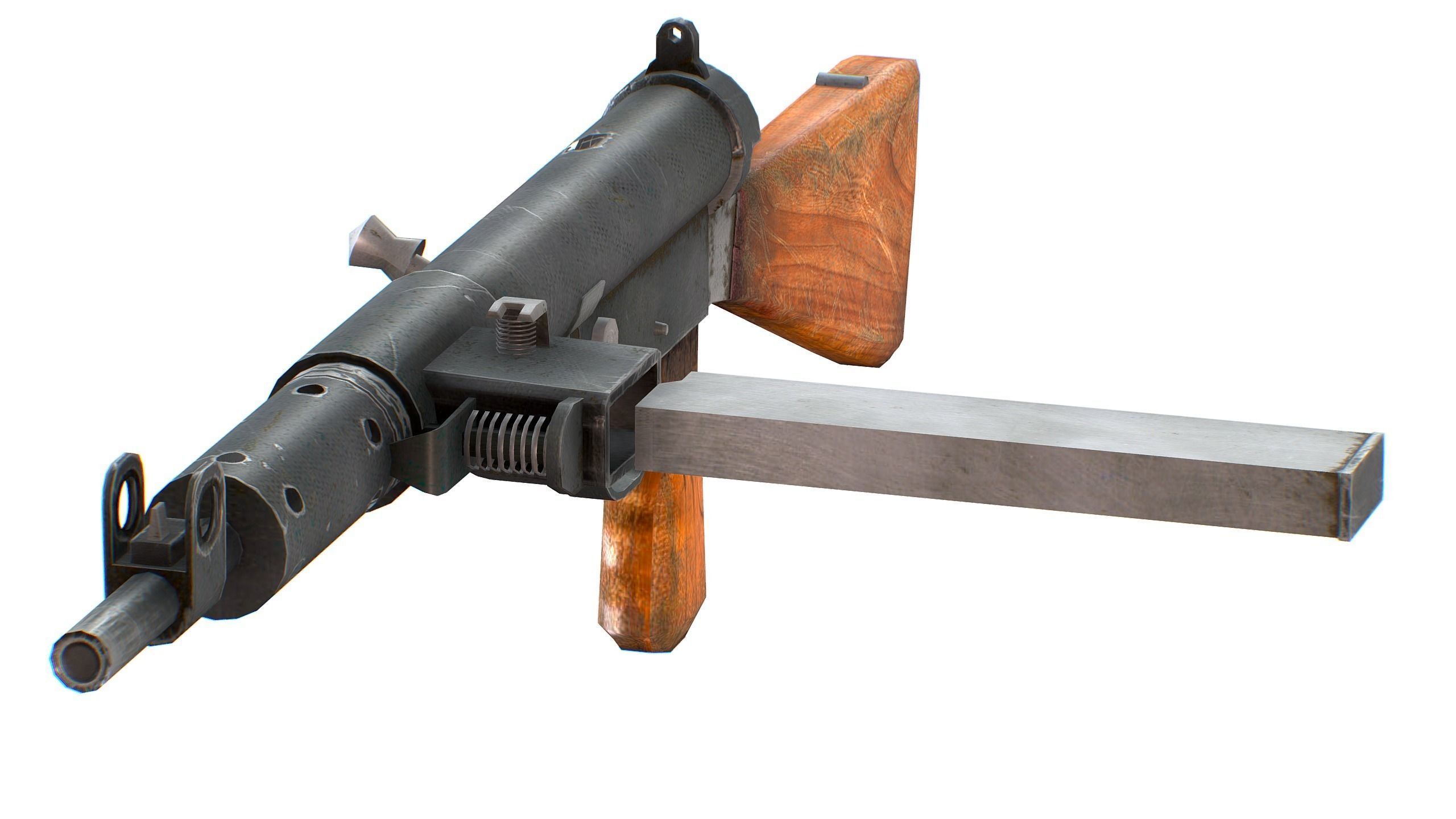 3D model British Sub Machine Gun - Sten Mk V 1944 VR / AR / low-poly ...