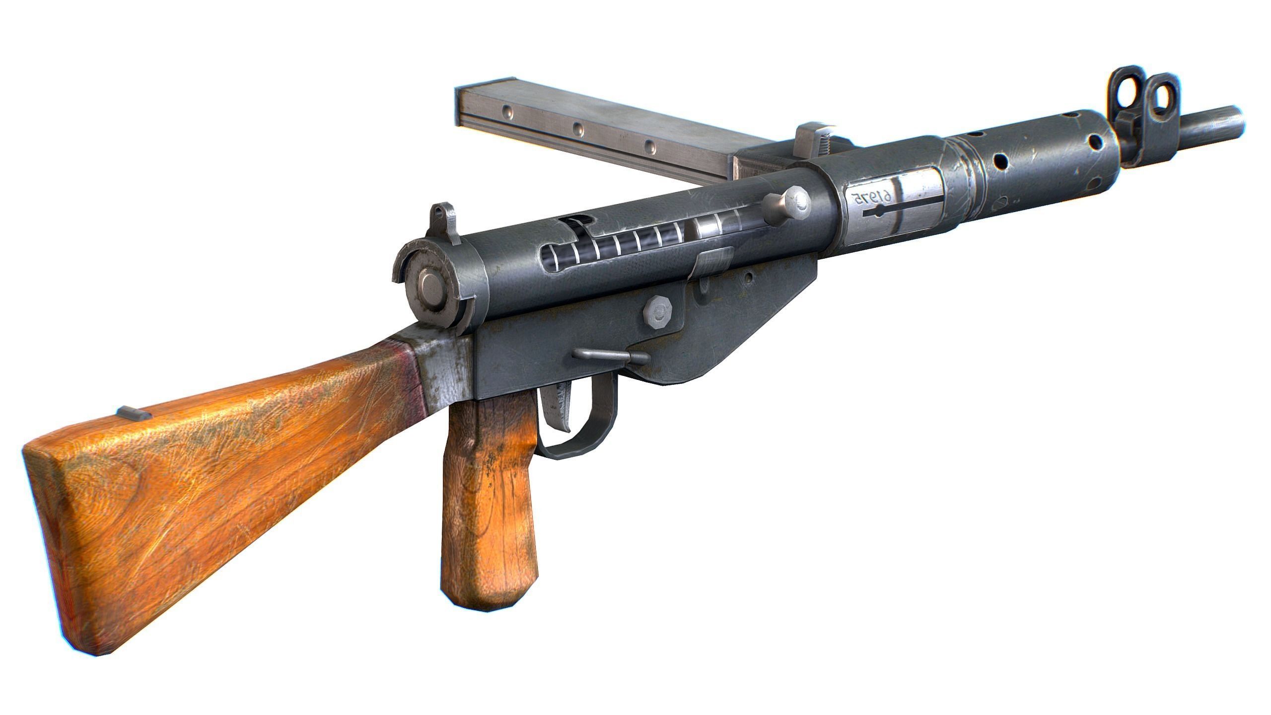 3D model British Sub Machine Gun - Sten Mk V 1944 VR / AR / low-poly ...