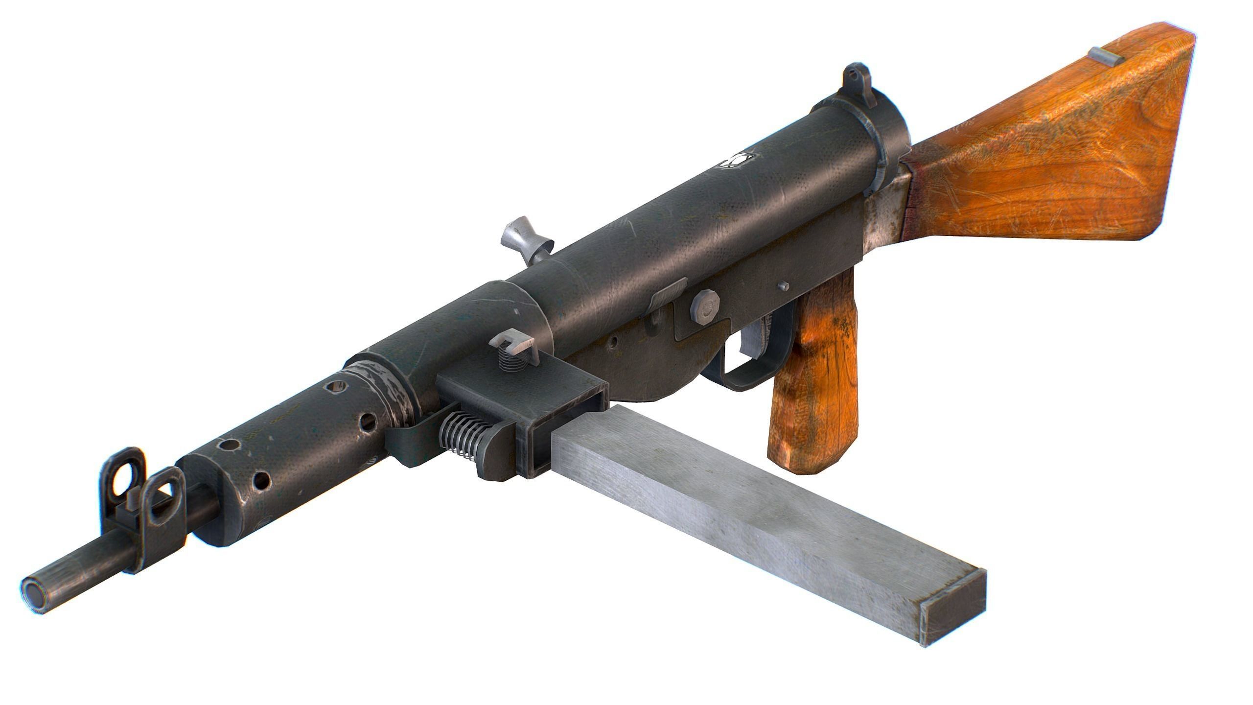 3D model British Sub Machine Gun - Sten Mk V 1944 VR / AR / low-poly ...