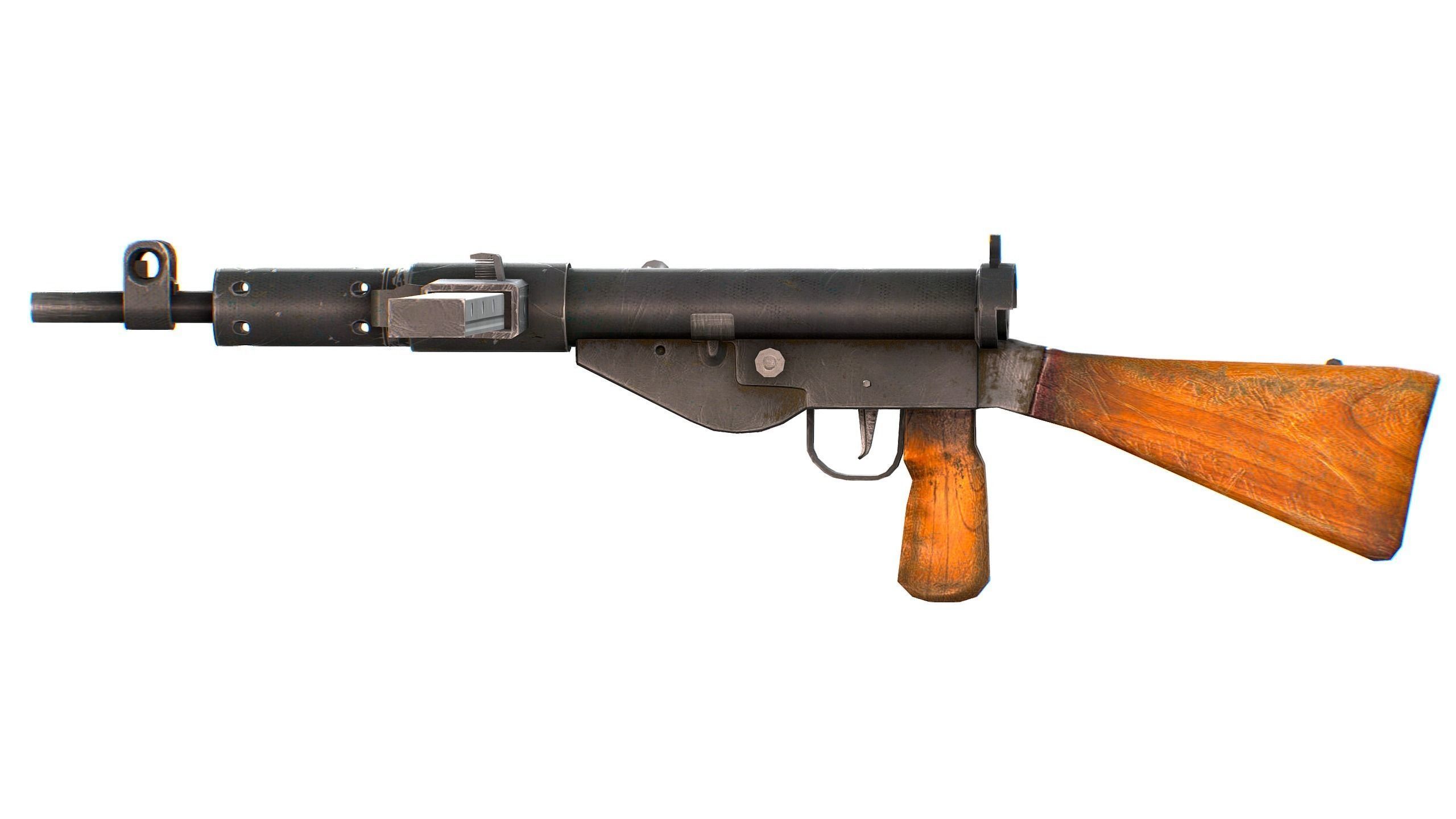 3D model British Sub Machine Gun - Sten Mk V 1944 VR / AR / low-poly ...