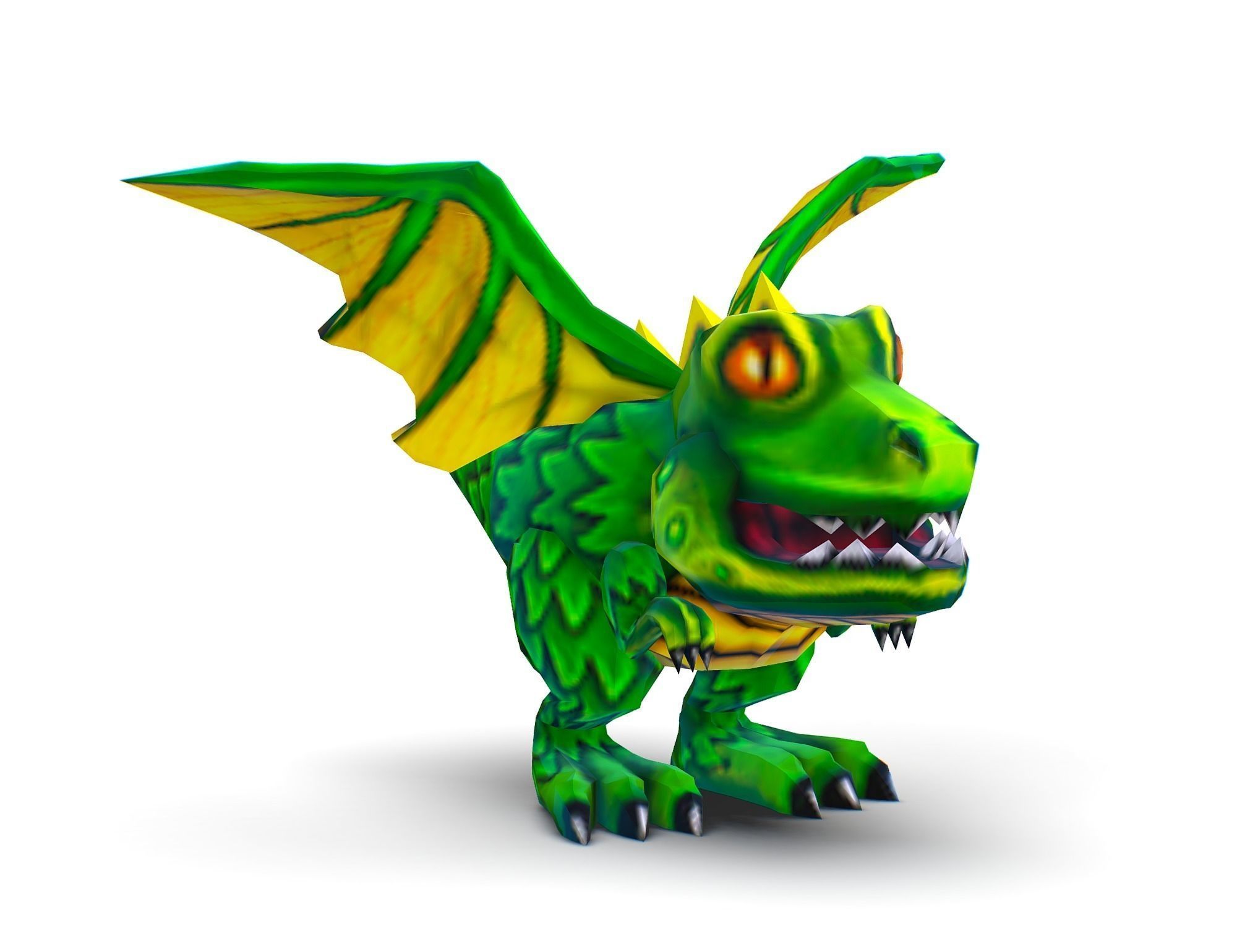 3D model lowpoly 3d model cartoon green dragon VR / AR / low-poly ...