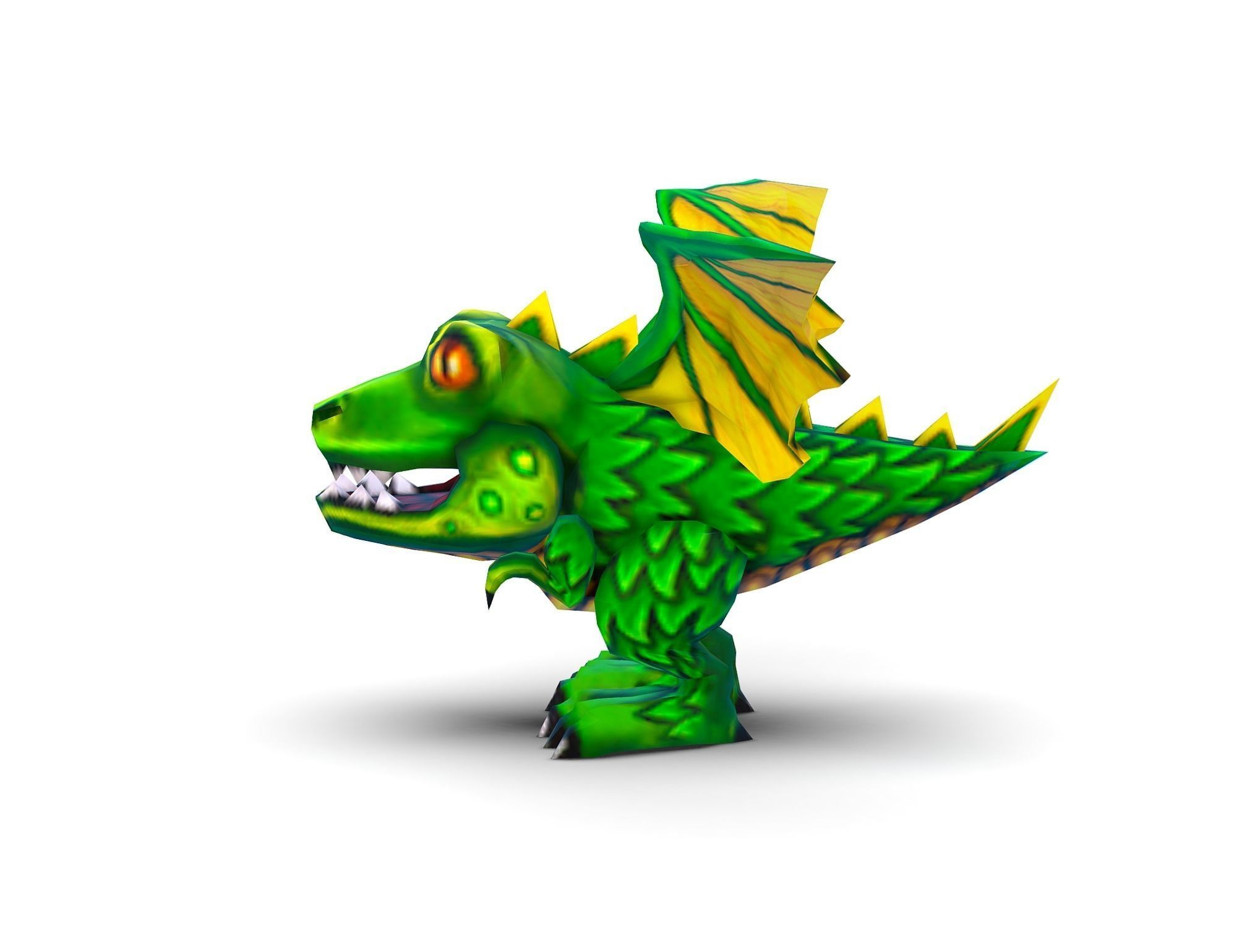3D model lowpoly 3d model cartoon green dragon VR / AR / low-poly ...