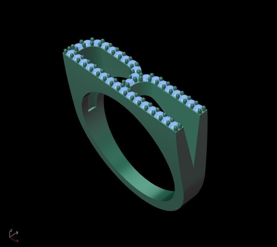 alphabet jewelry ring diamond letter R 3D model 3D printable | CGTrader