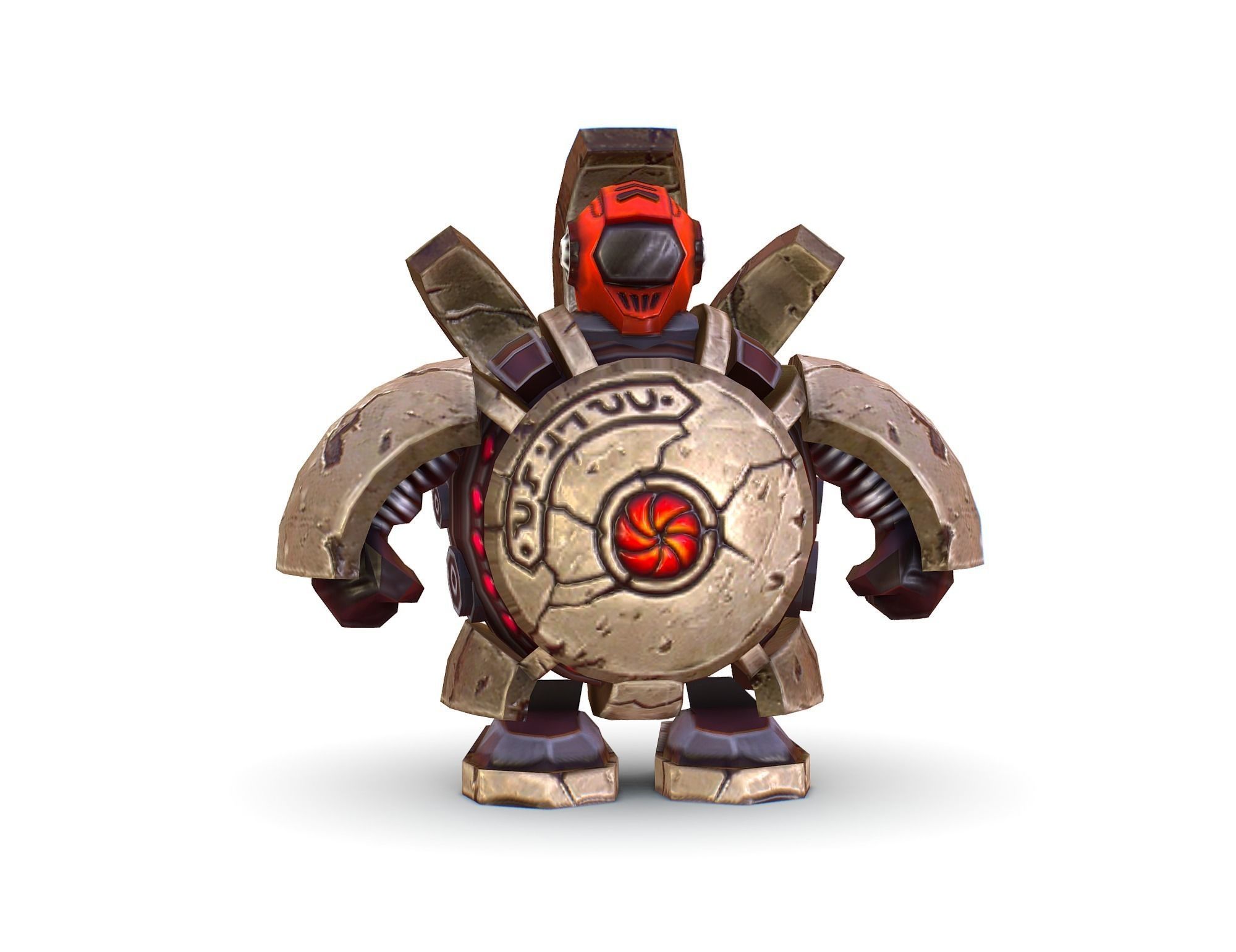3D model lowpoly 3d model cartoon stone robot ball VR / AR / low-poly ...