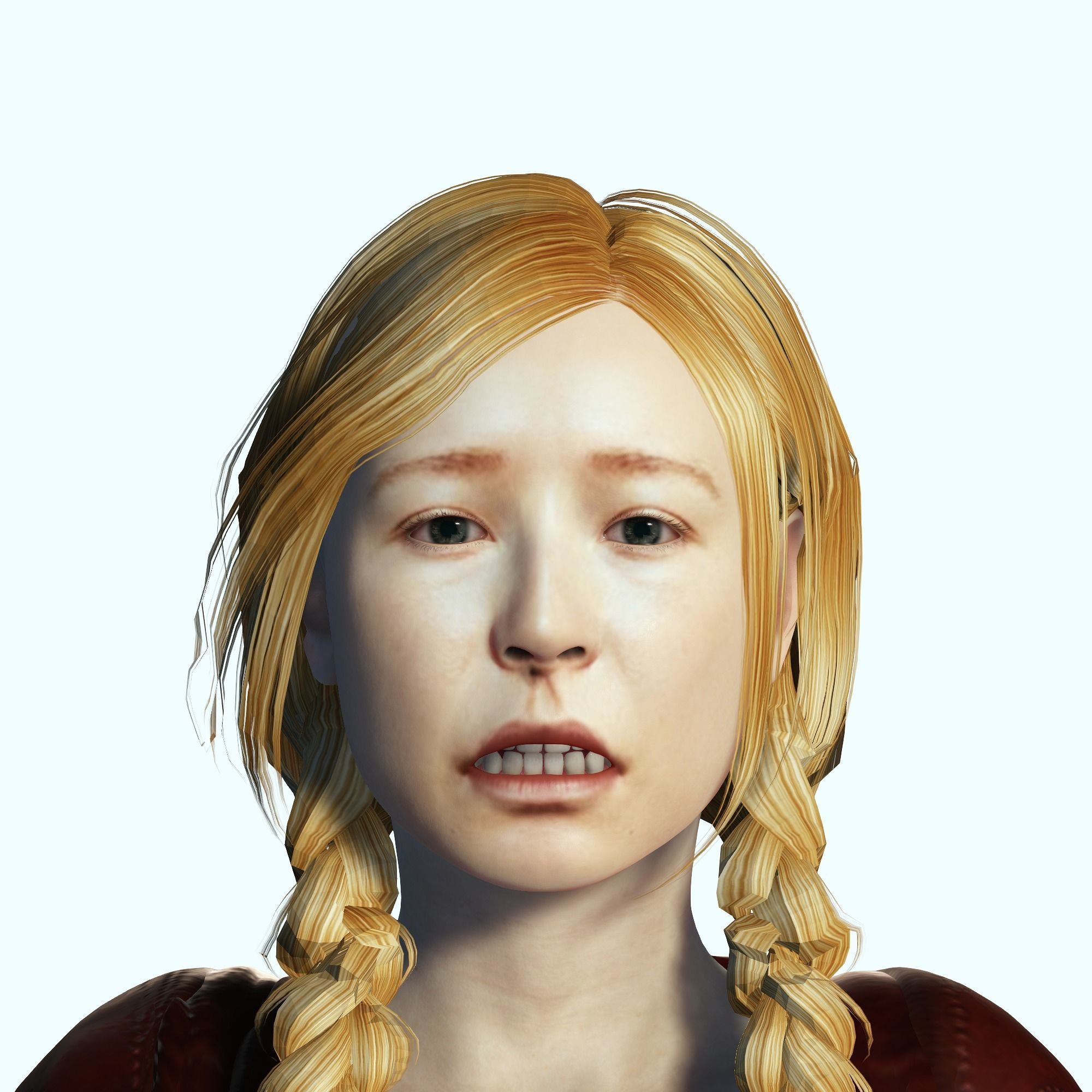3D model warrior lady 3D Rigged model ready for animation VR / AR / low ...