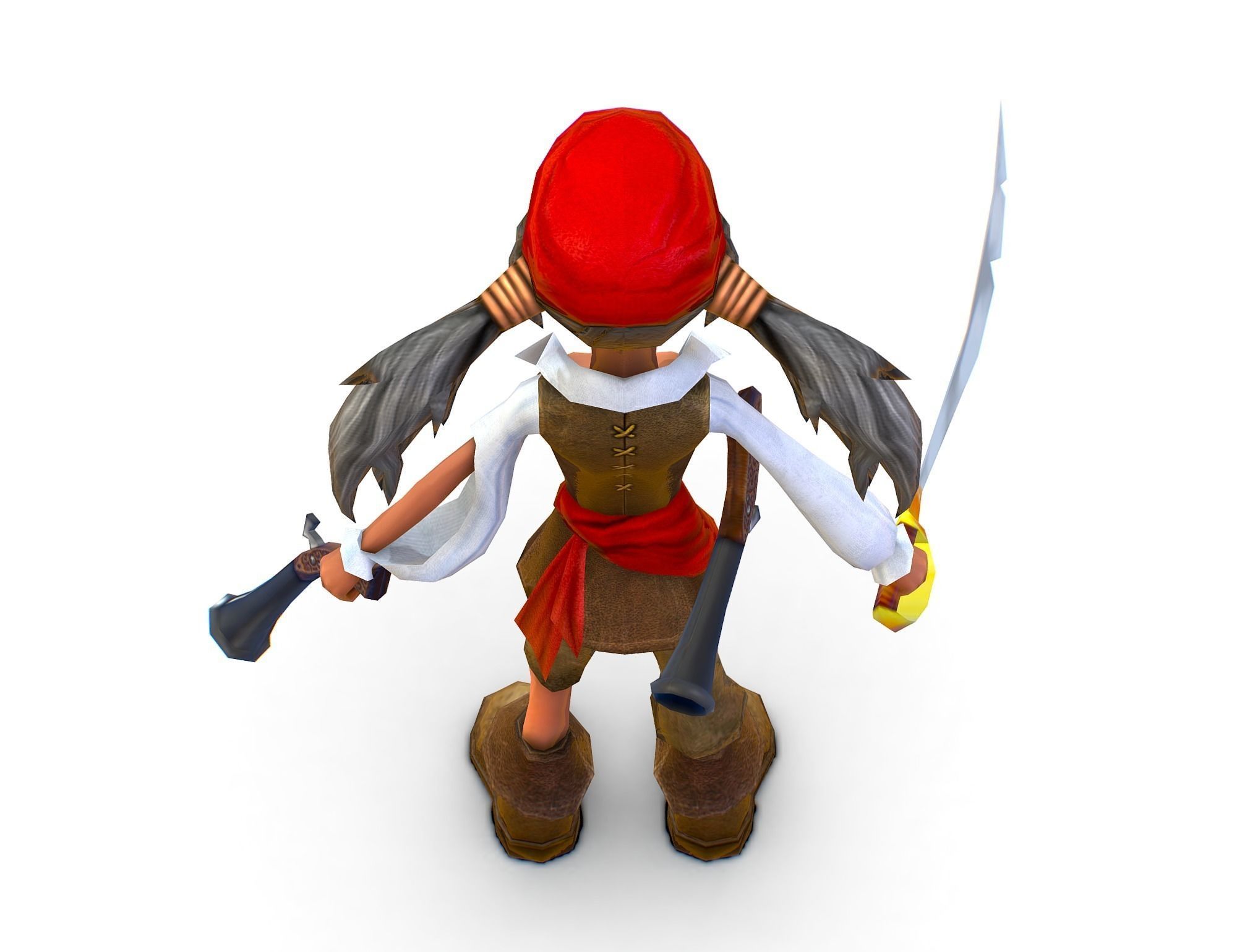 3D model Skined Girl Bandit Pirate Gangster Low Poly VR / AR / low-poly ...