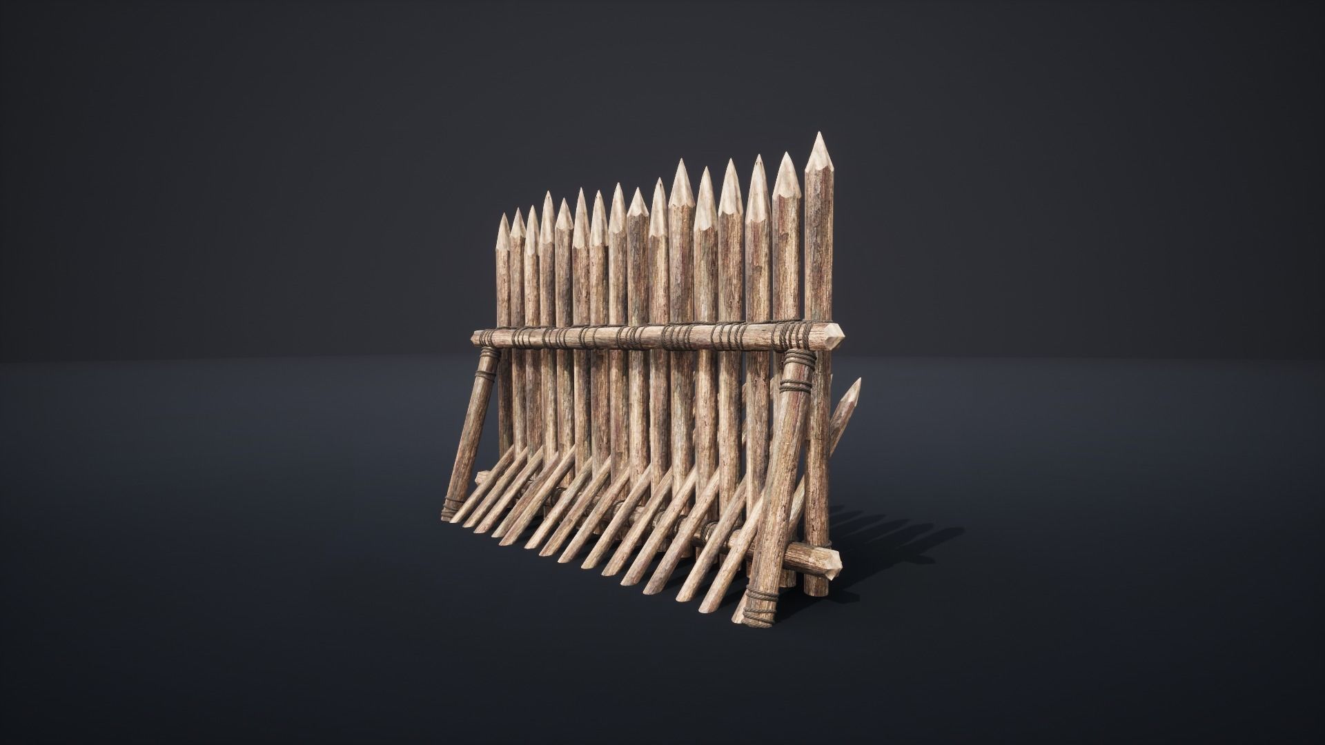 3D model PALISADE BARRIER BARRICADE WALL DAM WOODEN MEDIEVAL VILLAGE ...