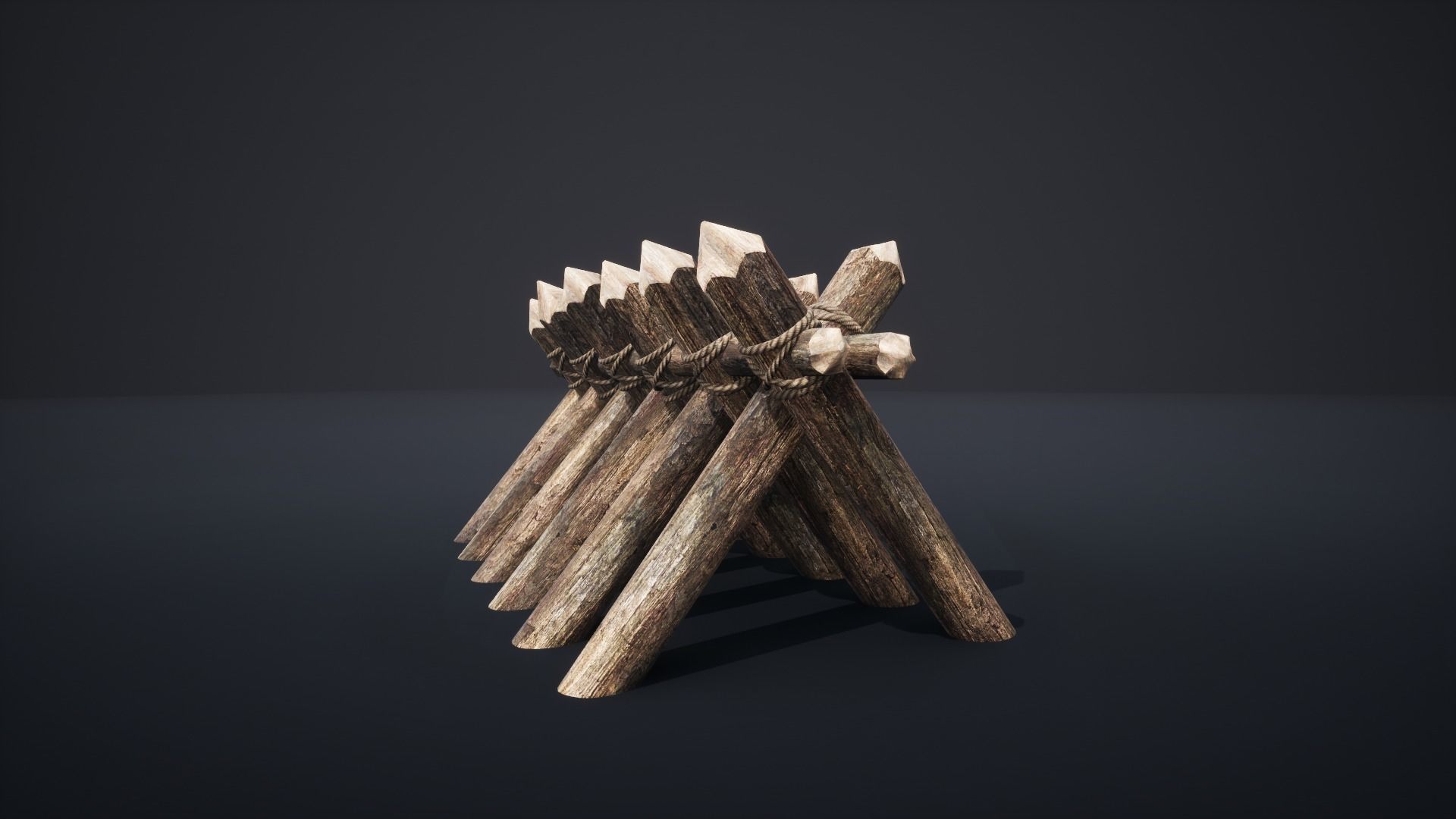 3D model PALISADE BARRIER BARRICADE WALL DAM MEDIEVAL VILLAGE WOODEN ...