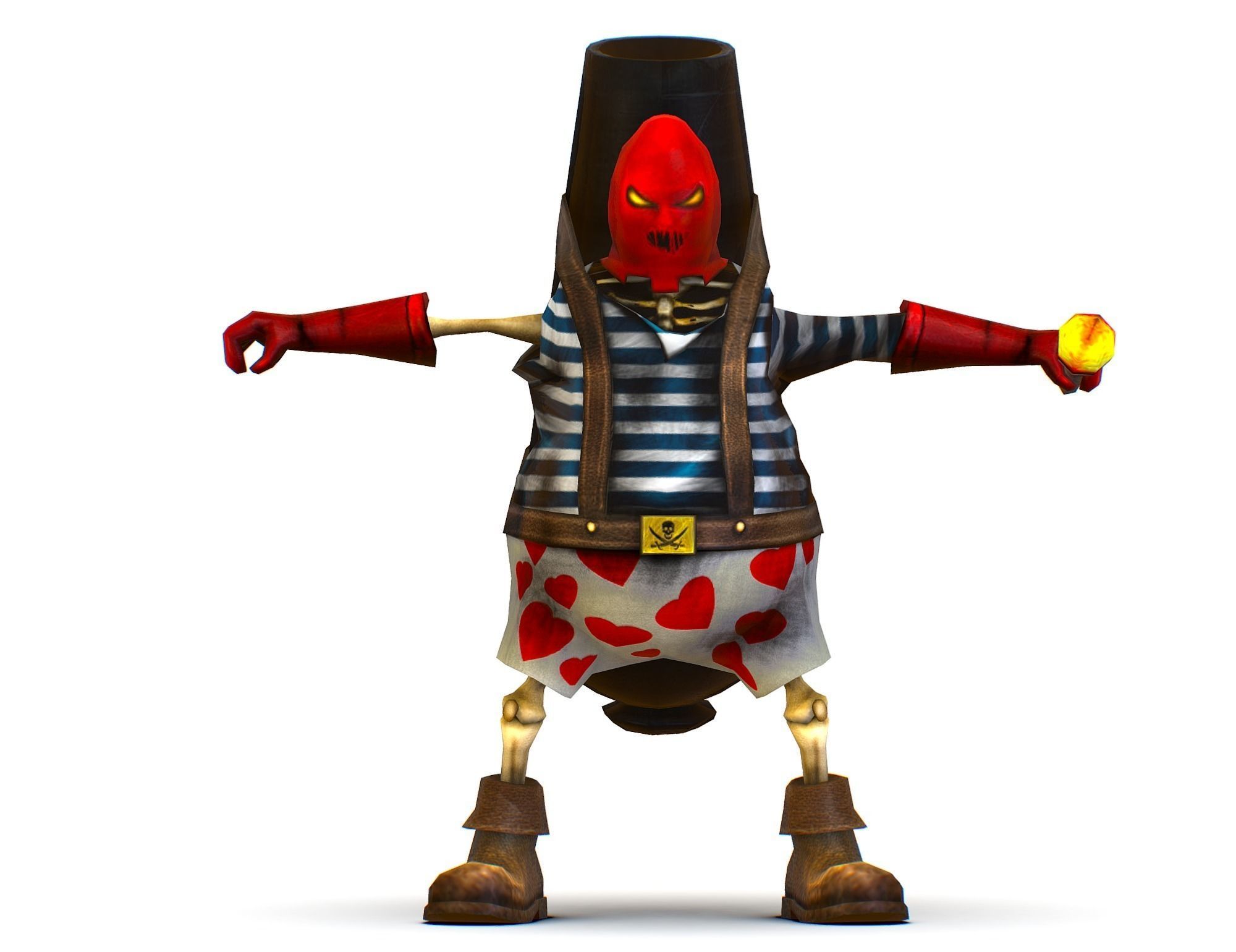 3D model Skinned Pirate Red Mask Cannon - Gunner VR / AR / low-poly ...