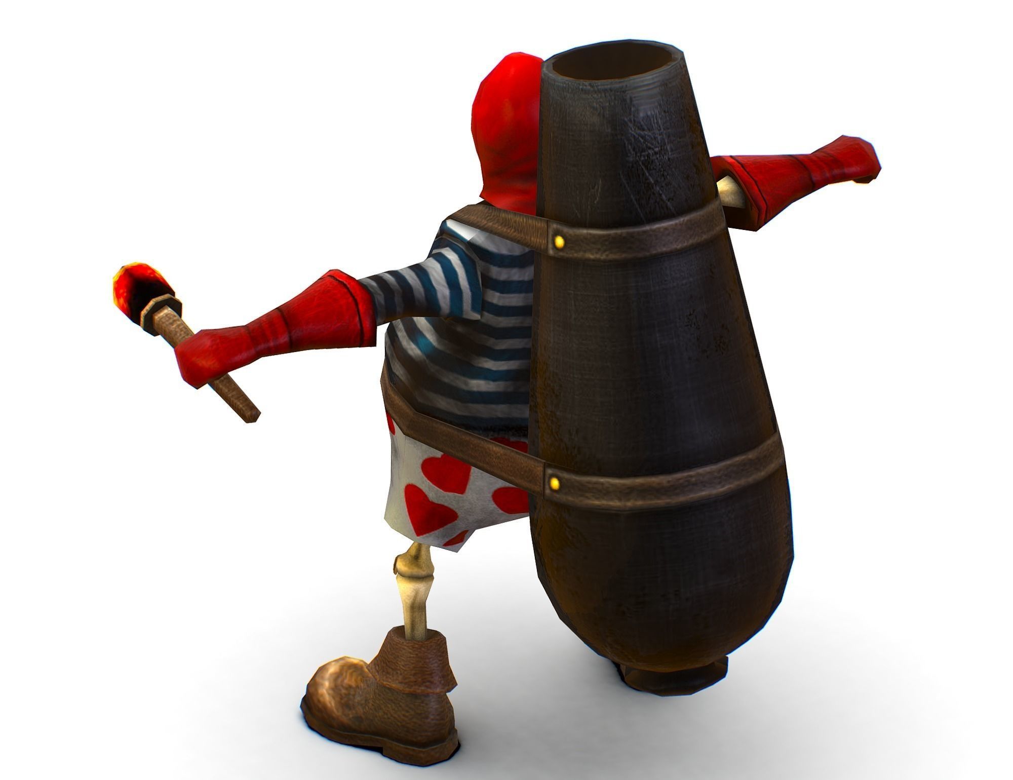 3D model Skinned Pirate Red Mask Cannon - Gunner VR / AR / low-poly ...