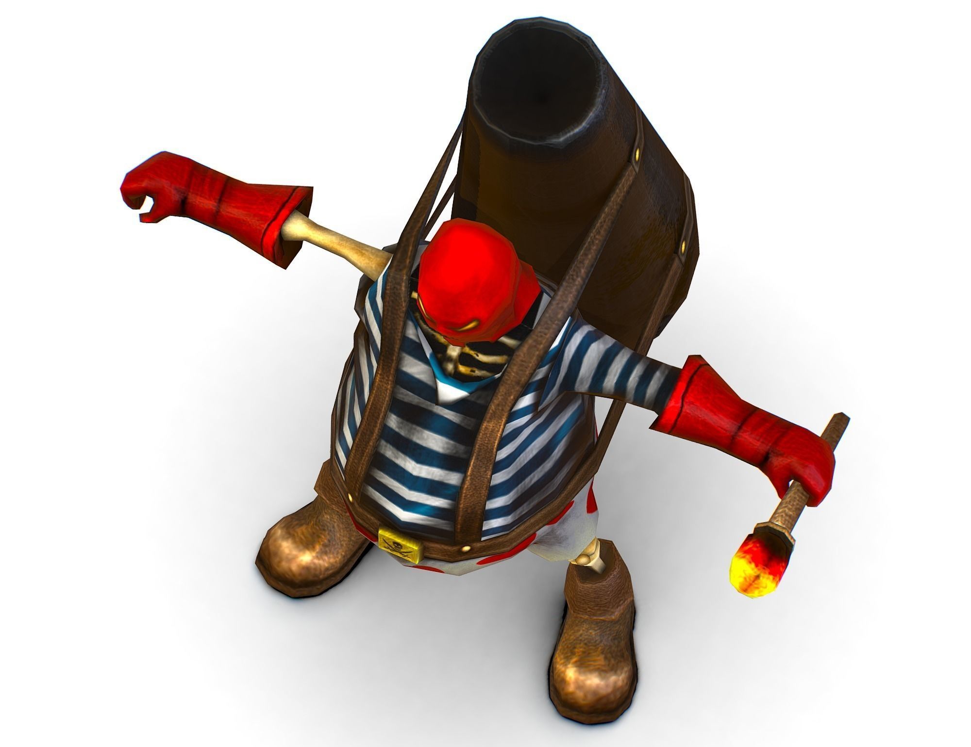 3D model Skinned Pirate Red Mask Cannon - Gunner VR / AR / low-poly ...