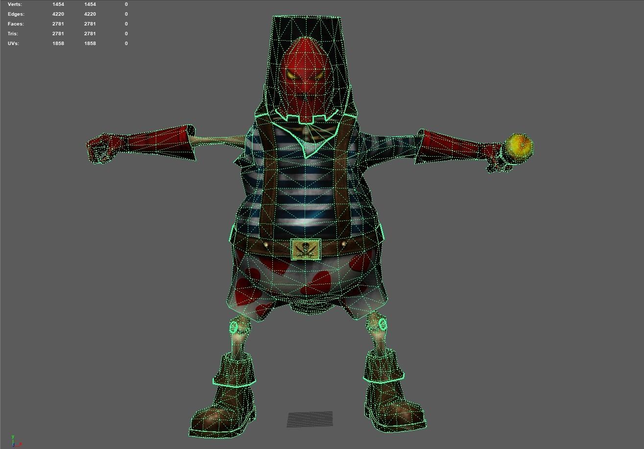 3D model Skinned Pirate Red Mask Cannon - Gunner VR / AR / low-poly ...