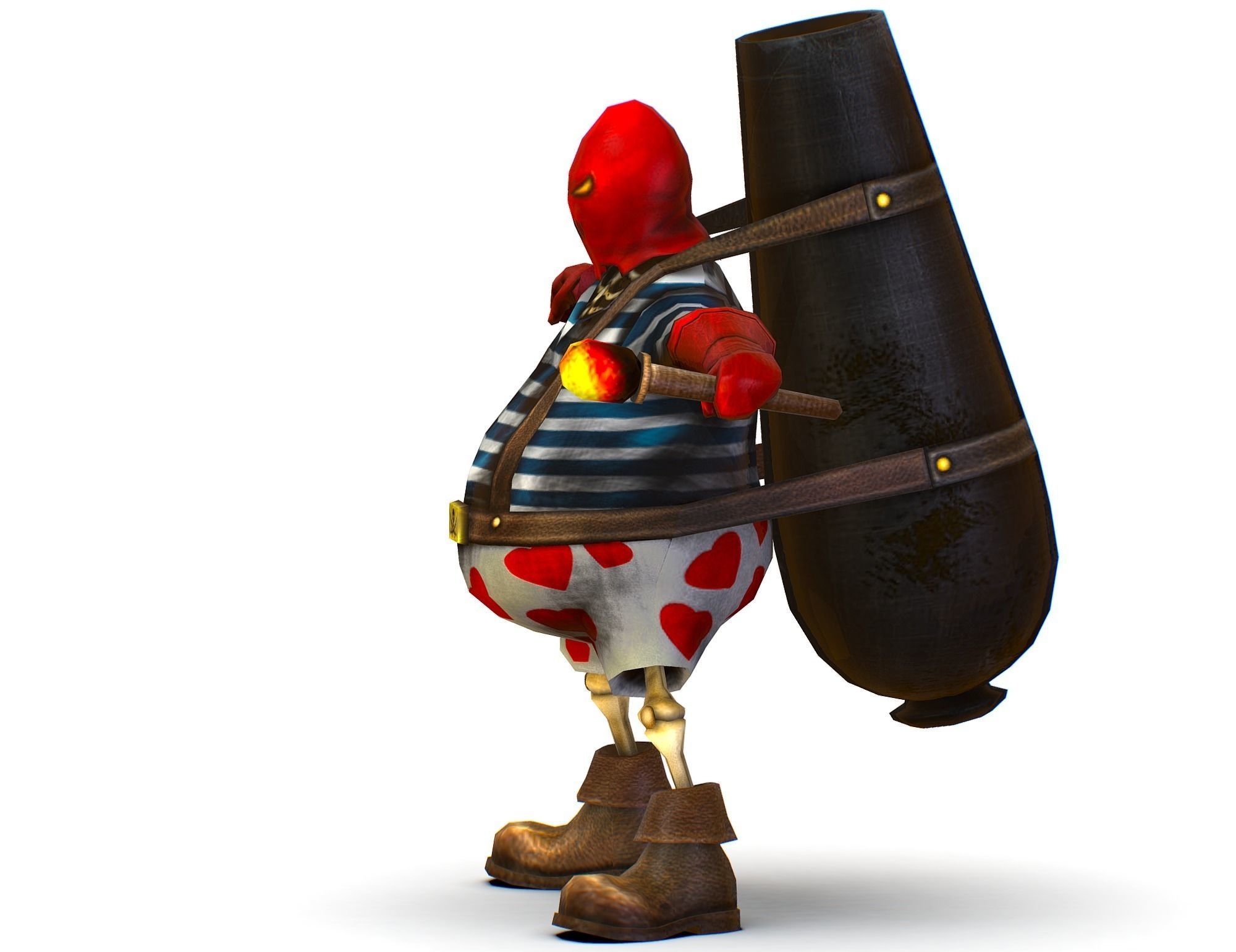 3D model Skinned Pirate Red Mask Cannon - Gunner VR / AR / low-poly ...