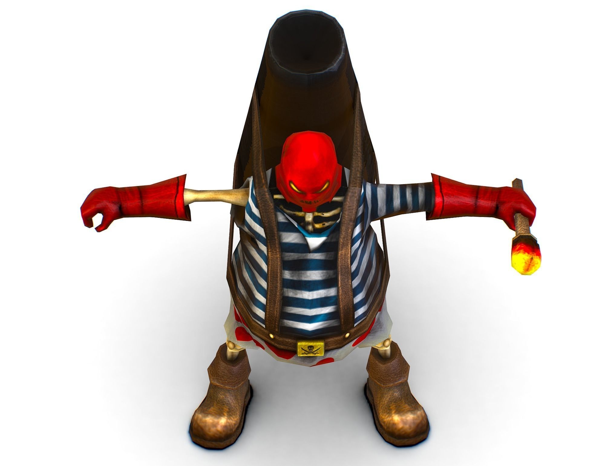 3D model Skinned Pirate Red Mask Cannon - Gunner VR / AR / low-poly ...