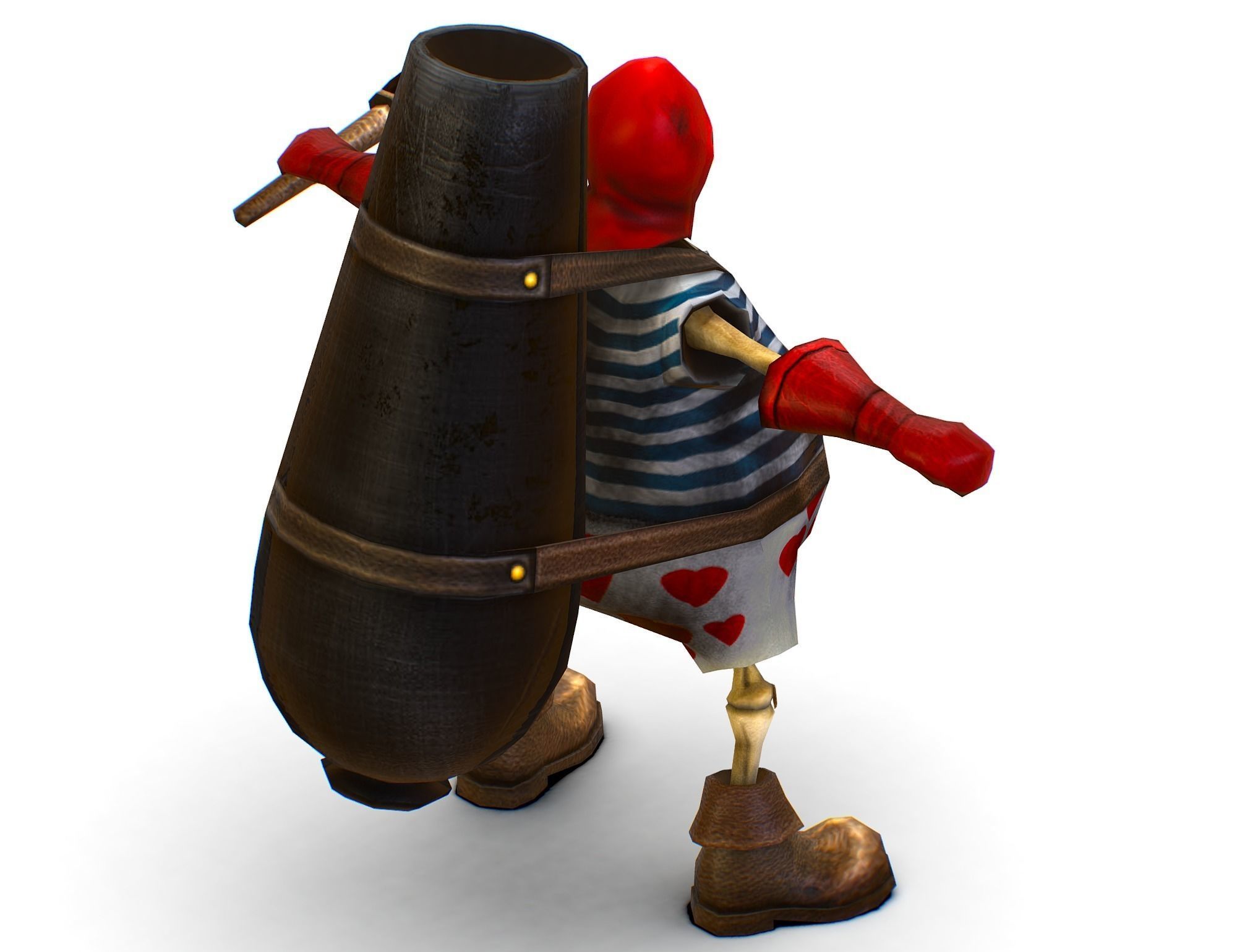 3D model Skinned Pirate Red Mask Cannon - Gunner VR / AR / low-poly ...