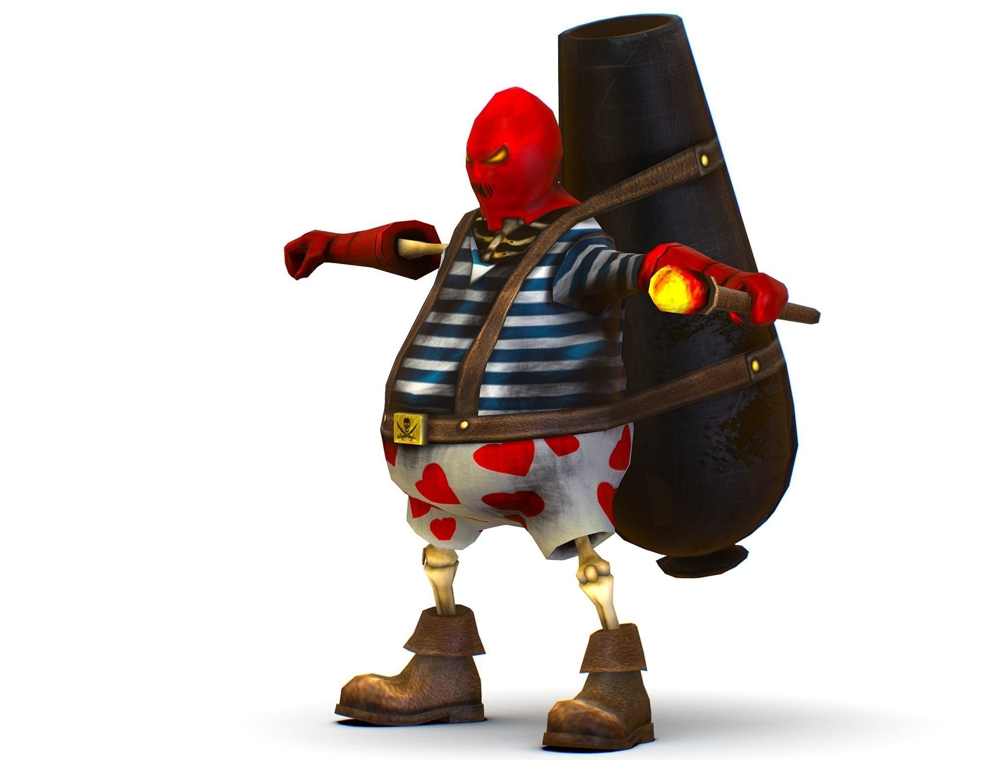 3D model Skinned Pirate Red Mask Cannon - Gunner VR / AR / low-poly ...